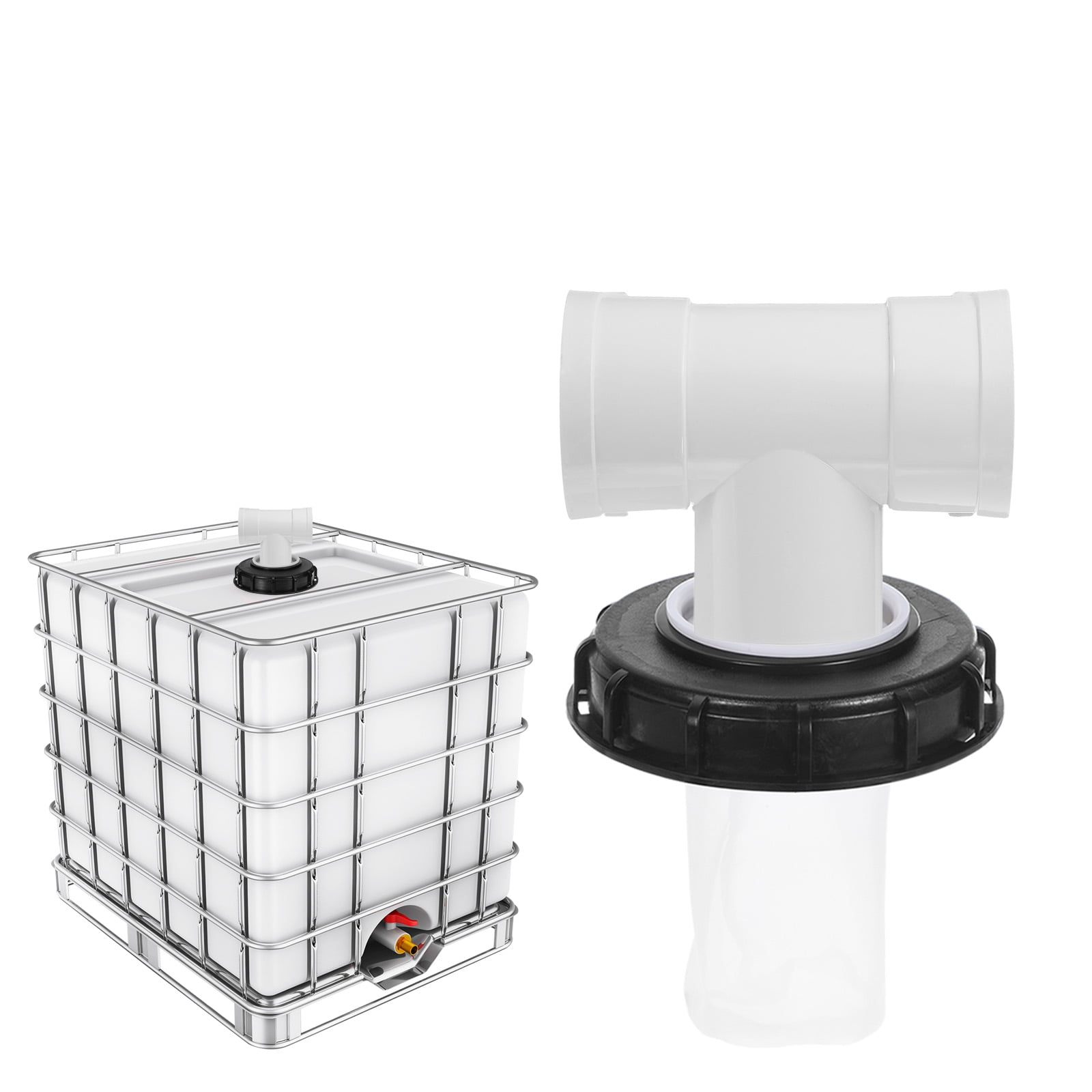 Uxcell 1 Set PE Plastic IBC Lid Filter Covers 3-Way IBC Tank Hose ...