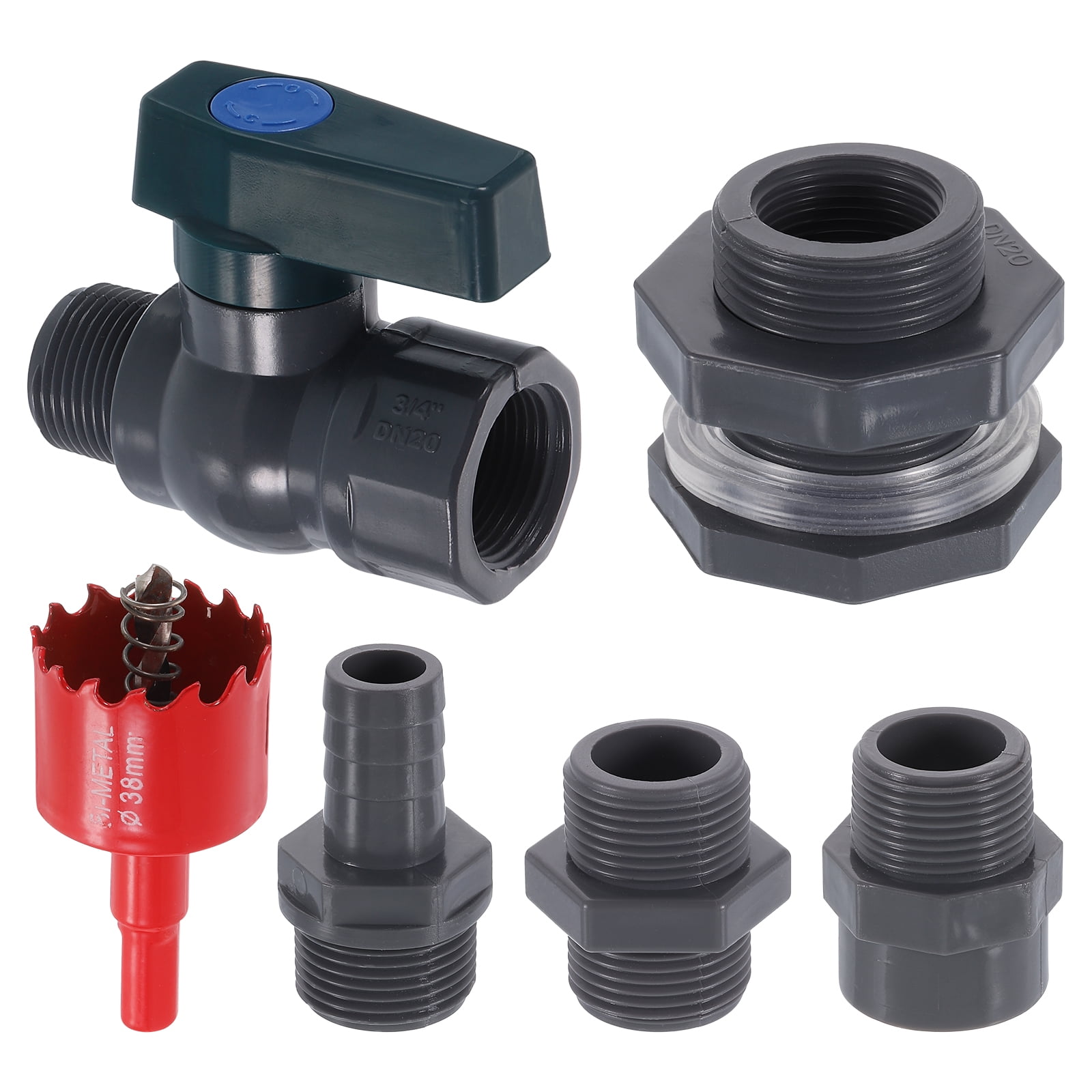 Uxcell 1 Set Rain Barrel Faucet Kit, 3/4" Rain Barrel Spigot with ...