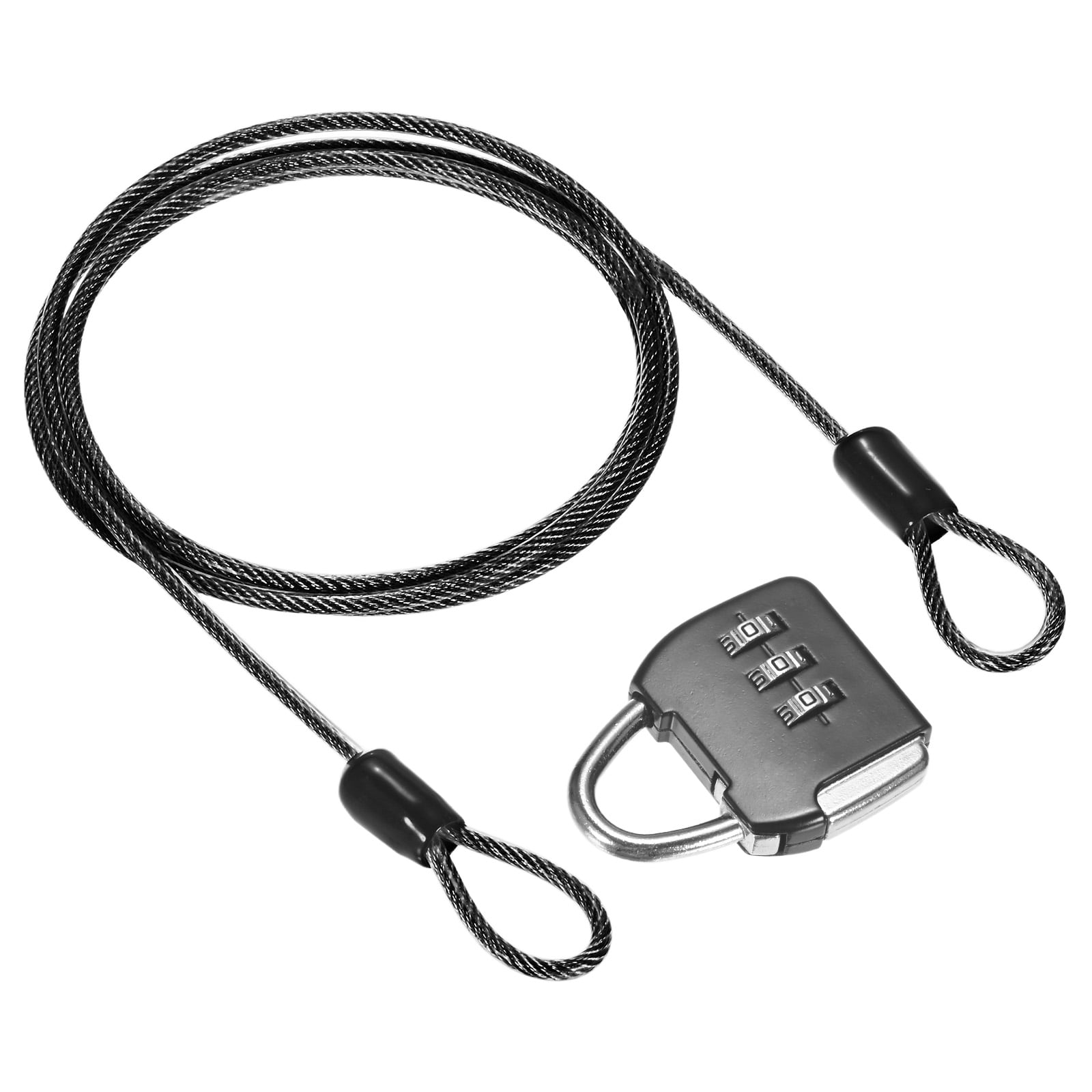 Uxcell 1-Set Security Cable Lock, 3.28FT Coated Steel Luggage Lock Wire ...