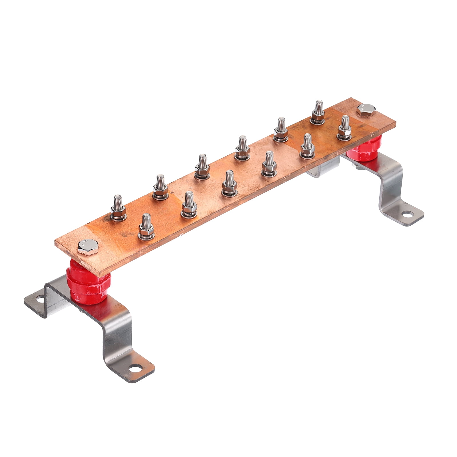 Uxcell 1 Set Wall Mounted 12" x 2" x 1/4" Copper Ground Bar with 12 Terminal Positions Ground ...