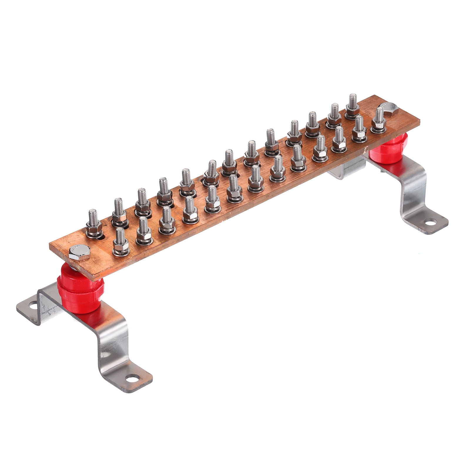 Uxcell 1 Set Wall Mounted 12" x 2" x 1/4" Copper Ground Bar with 26 Terminal Positions Ground ...