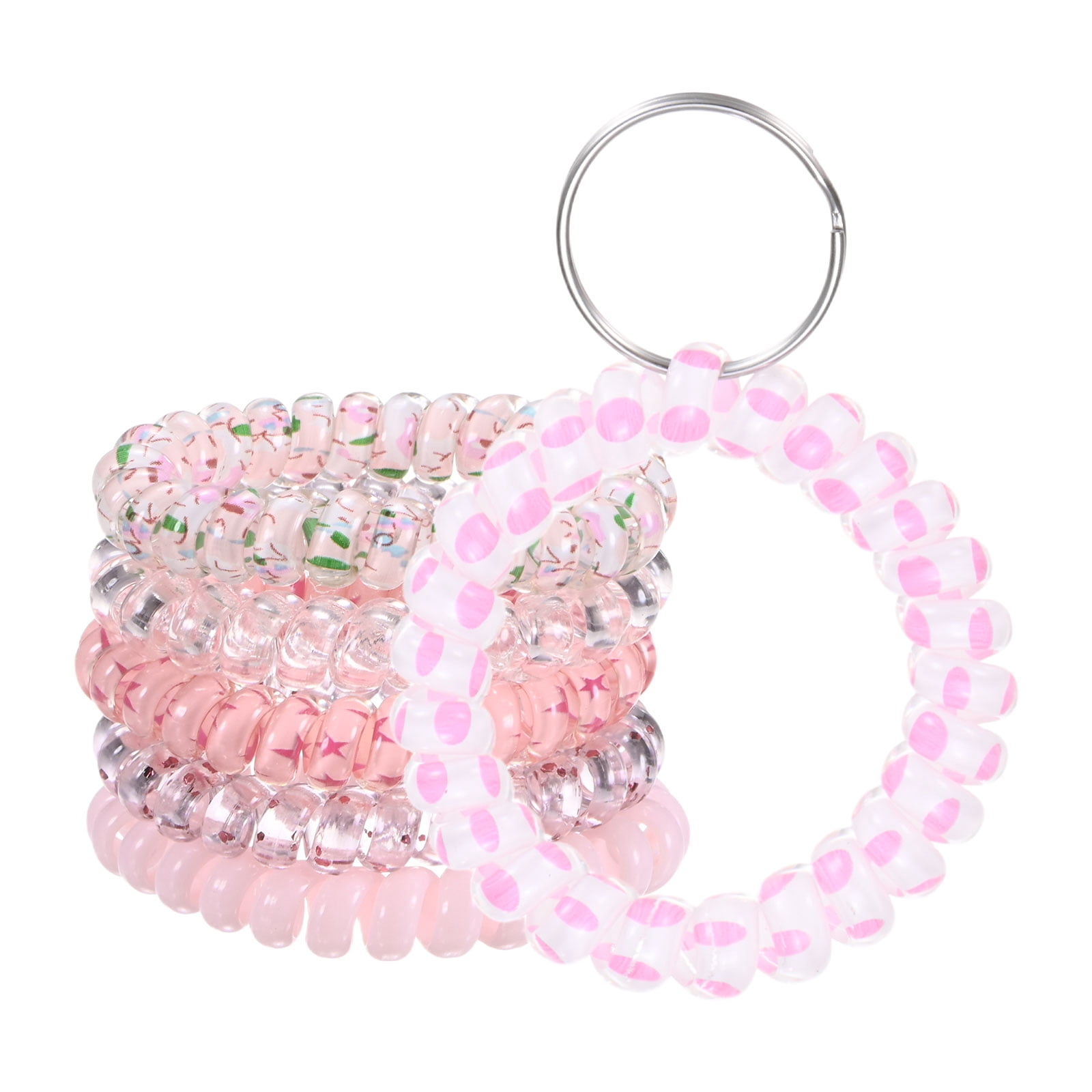 Uxcell 1-Set Wrist Coil Keychain Wristlet, 2 Inch Plastic Spiral Spring ...