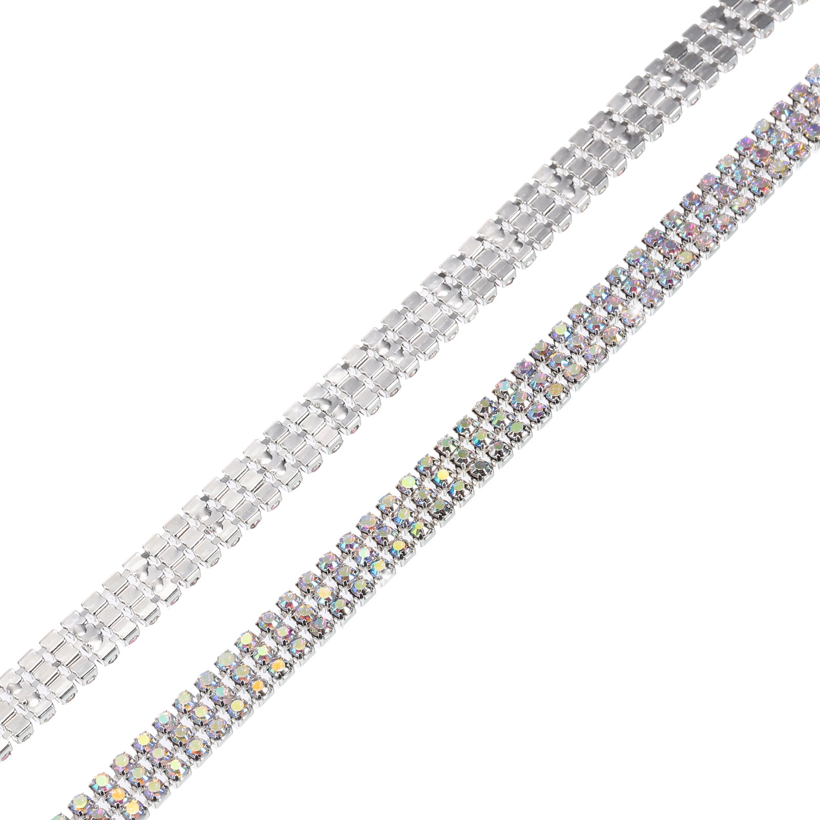 Uxcell 1 Yard 3mm 3 Rows Crystal Rhinestone Diamond Close Chain Trim ...