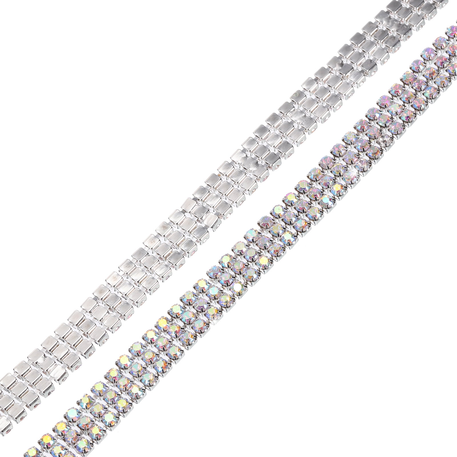 Uxcell 1 Yard 4mm 3 Rows Crystal Rhinestone Diamond Close Chain Trim ...