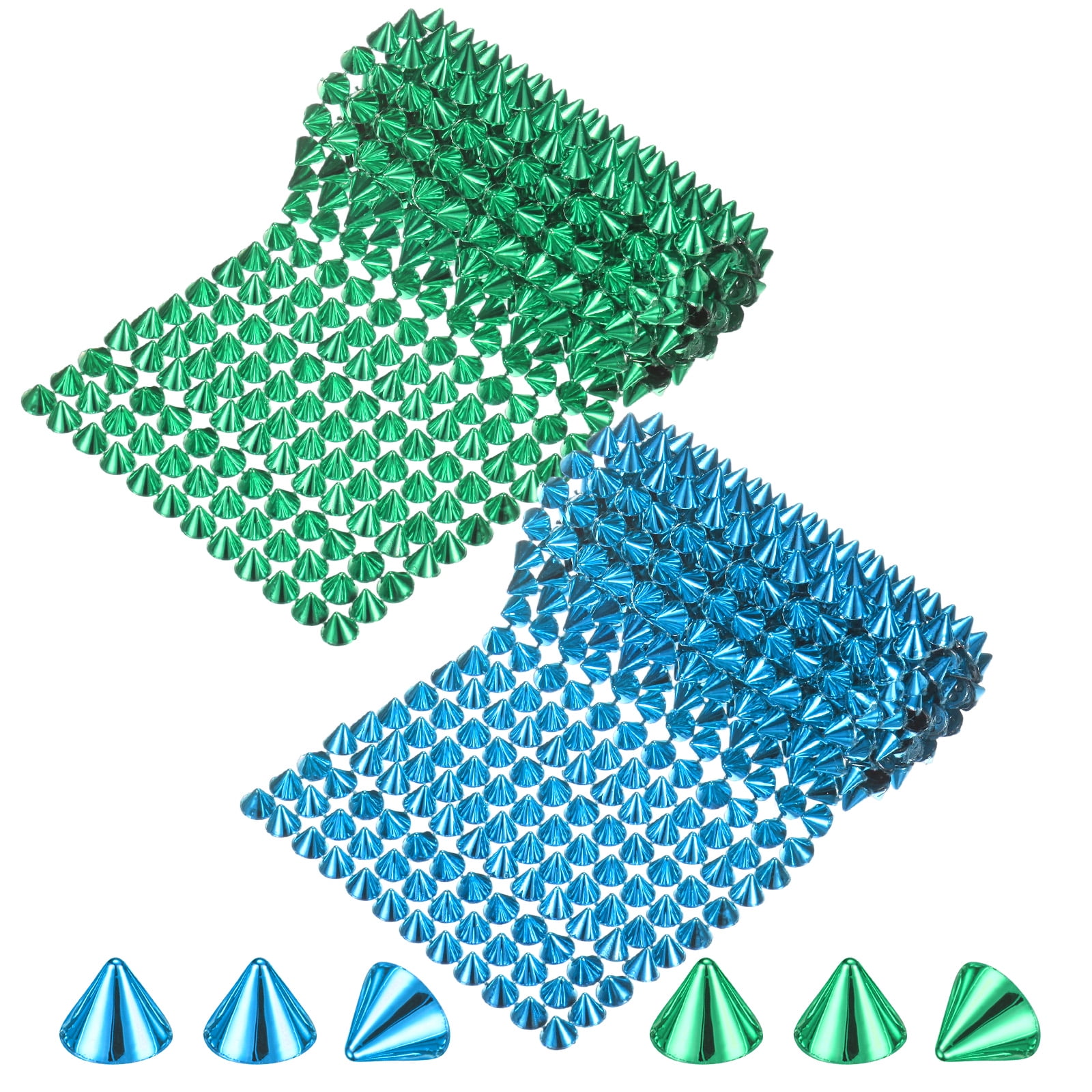 Uxcell 1 Yard Sew Stitch on Spikes Stud Cone 12Rows Plastic Green Grass ...