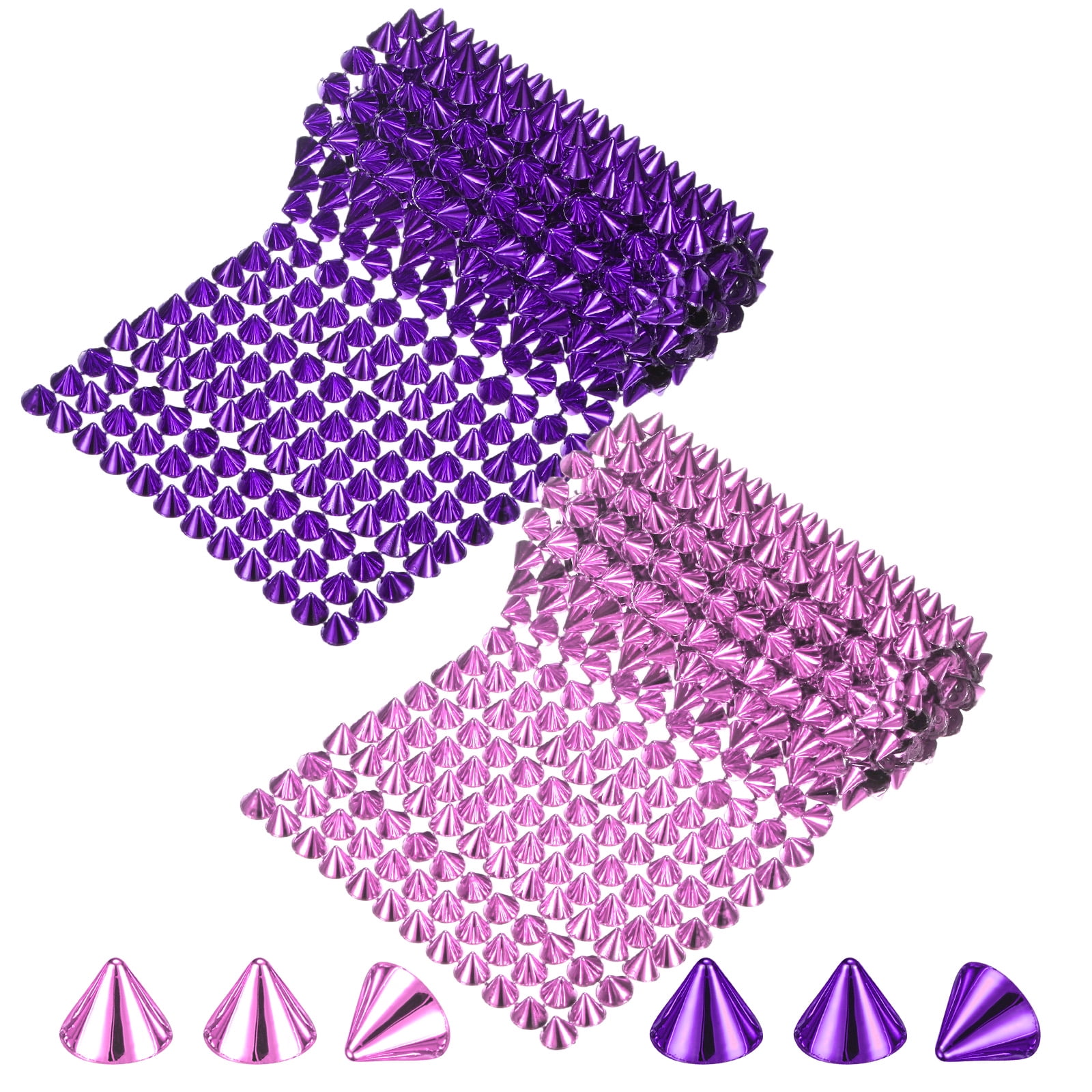 Uxcell 1 Yard Sew Stitch on Spikes Stud Cone 12Rows Plastic Pink, Dark ...