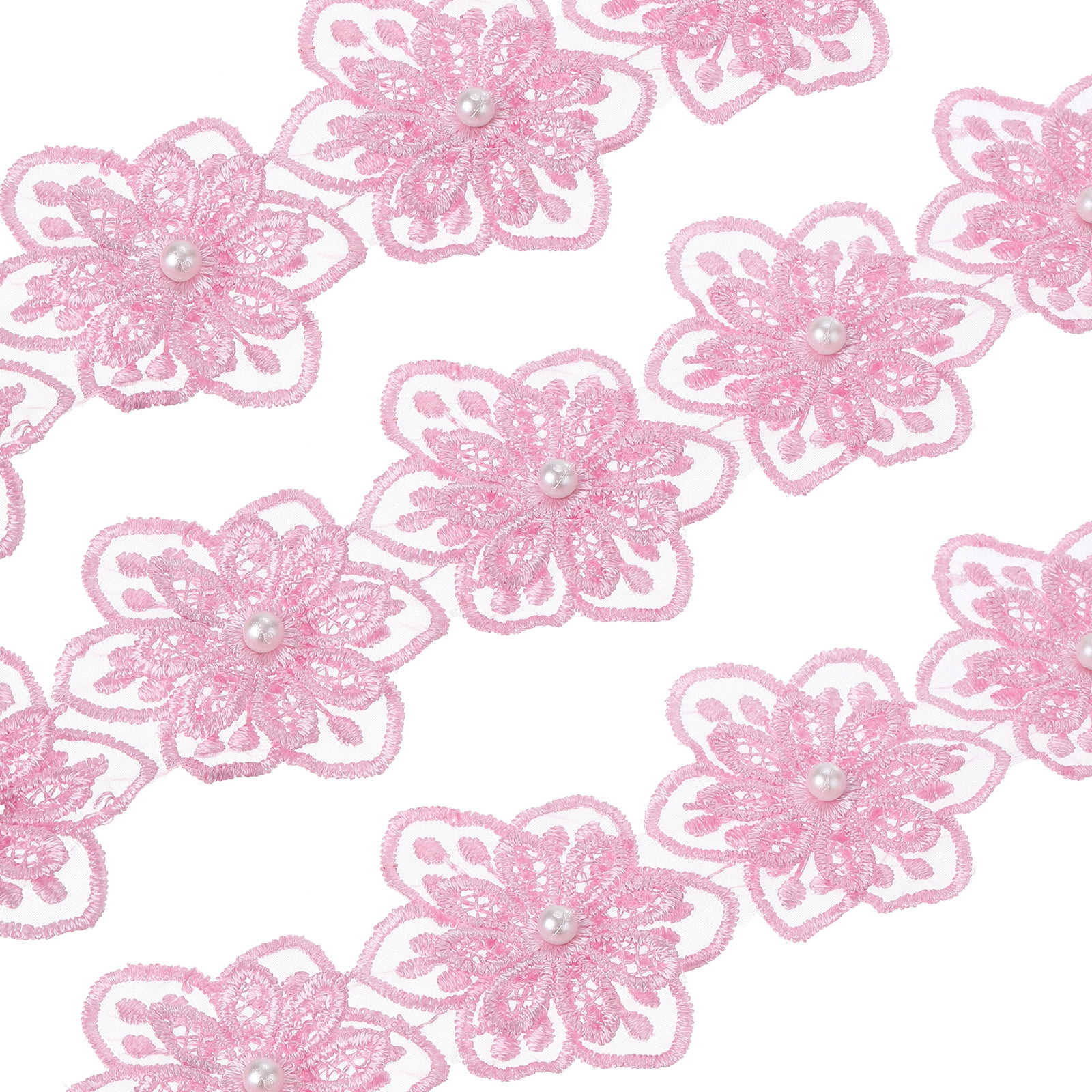 Uxcell 1 Yards Flower Trim Ribbon, 3 Pack Floral Lace Ribbon Pearl ...