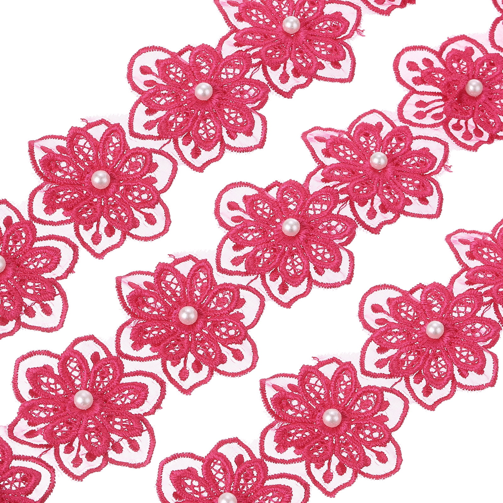 Uxcell 1 Yards Flower Trim Ribbon, 3 Pack Floral Lace Ribbon Pearl ...