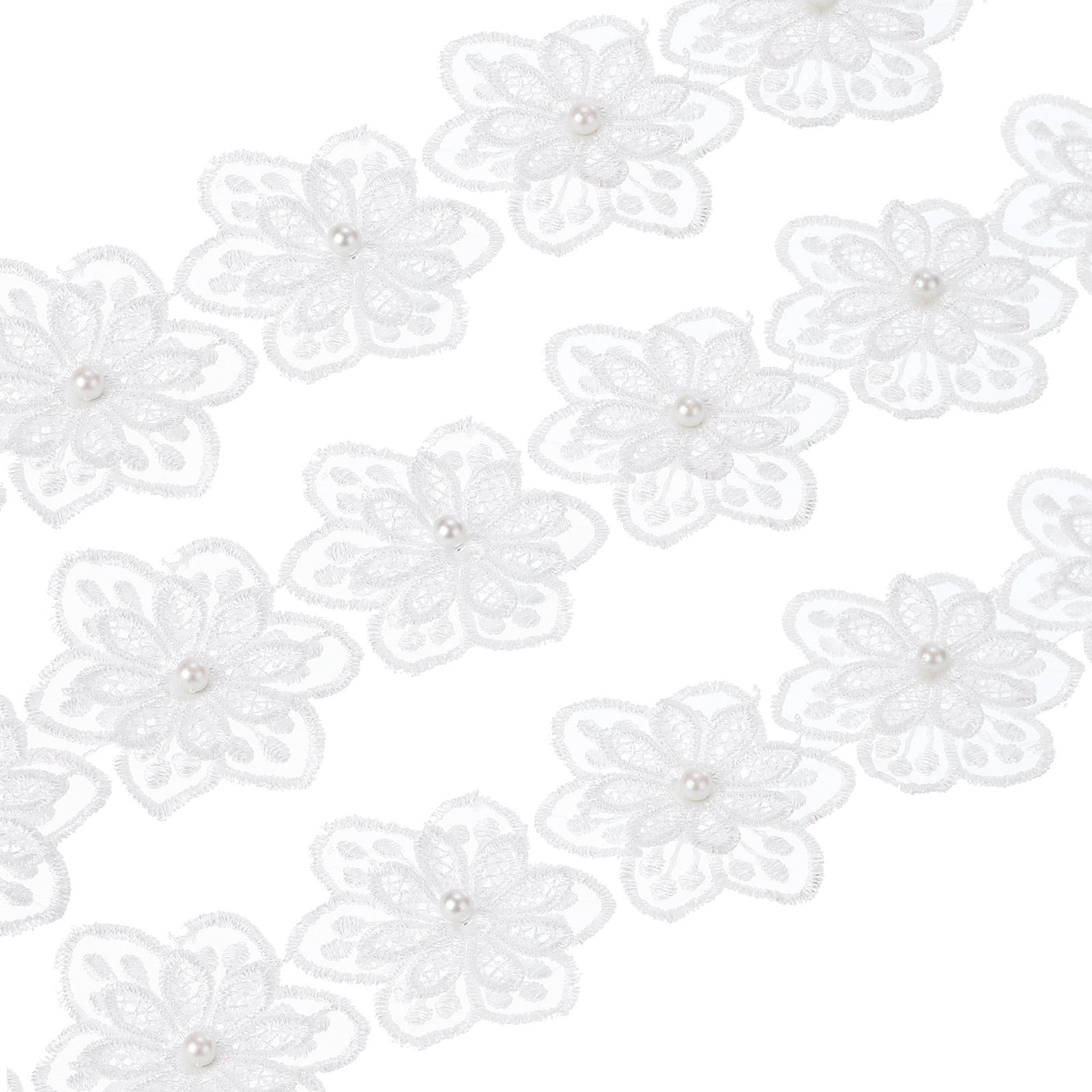 Uxcell 1 Yards Flower Trim Ribbon, 3 Pack Floral Lace Ribbon Pearl ...