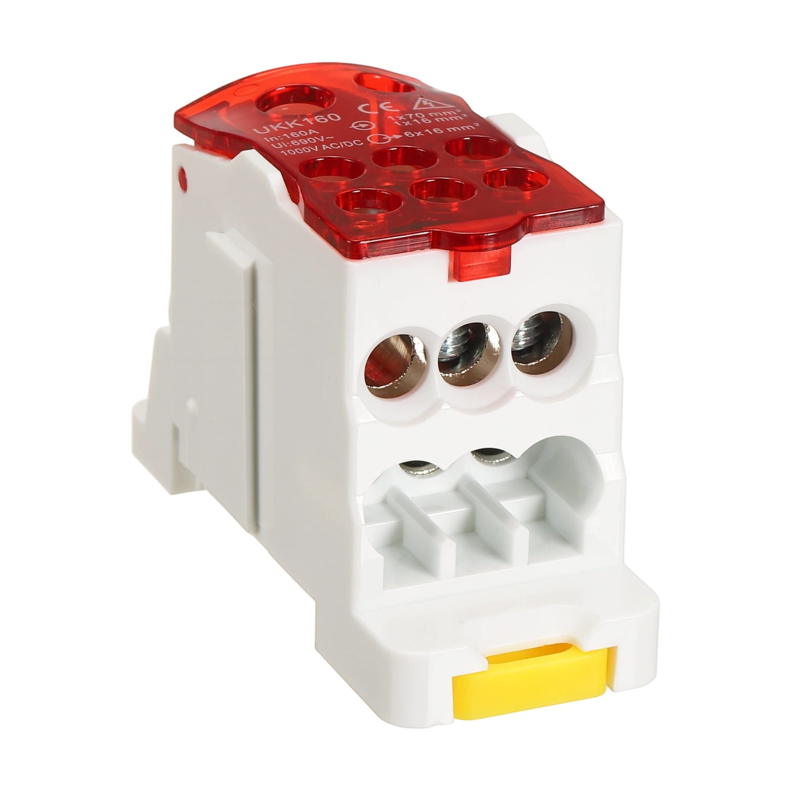 Uxcell 1 in 6 Out Rail Terminal Blocks, 690V 160A Connectors Power ...