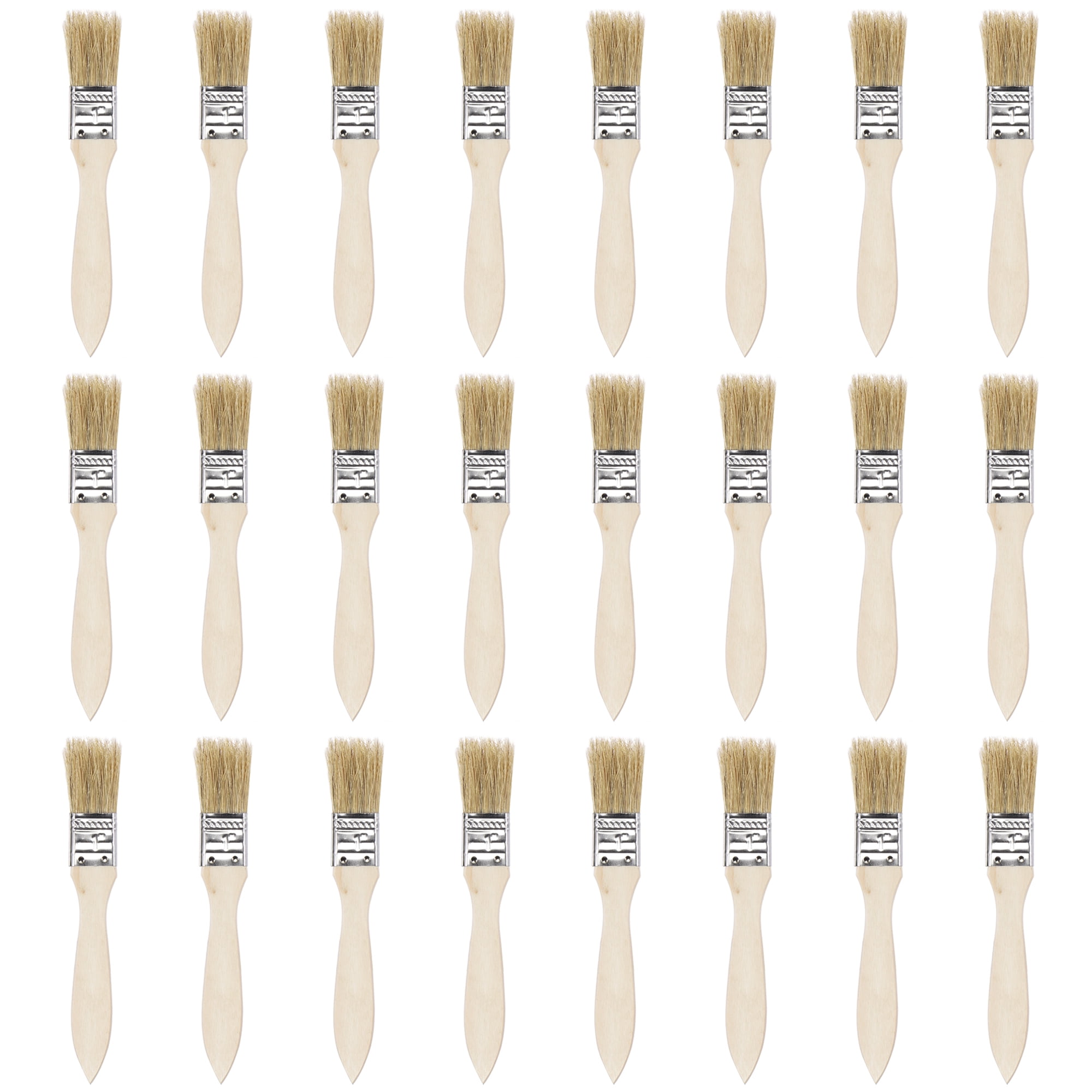 Uxcell 1 inch Natural Bristle Flat Edge with Wood Handle Paint Brush 24 ...