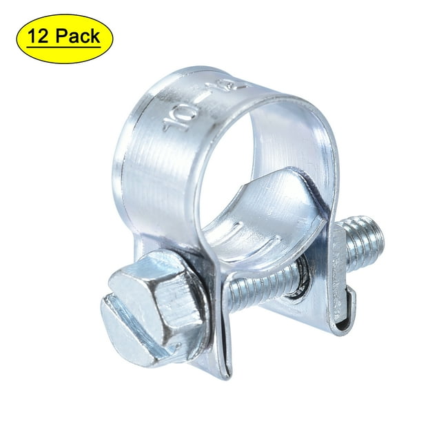 Uxcell 10-12mm Mini Fuel Injection Hose Clamp Zinc Plated Steel Fuel ...
