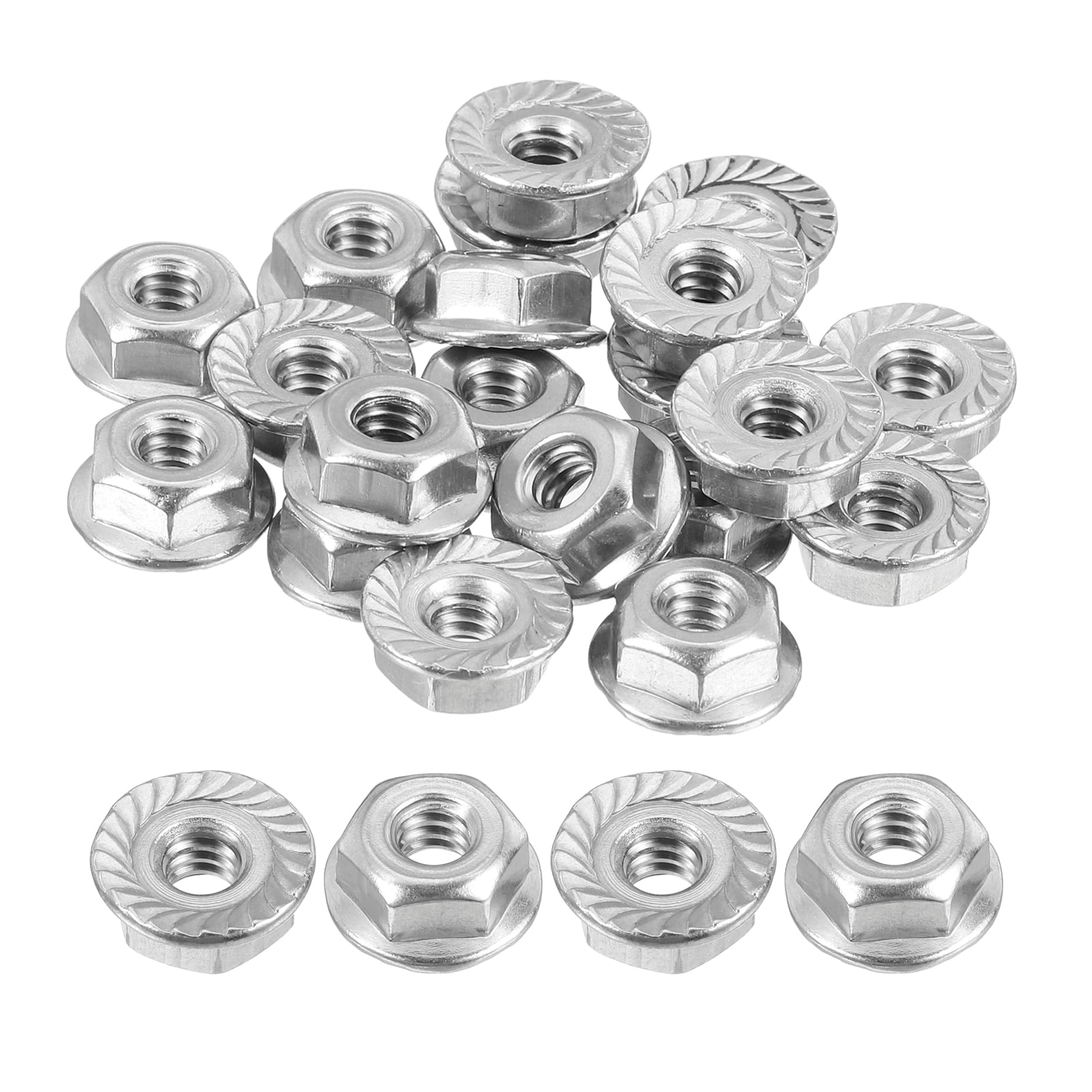 Uxcell #10-24 Serrated Flange Hex Lock Nuts, 20 Pack 304 Stainless ...