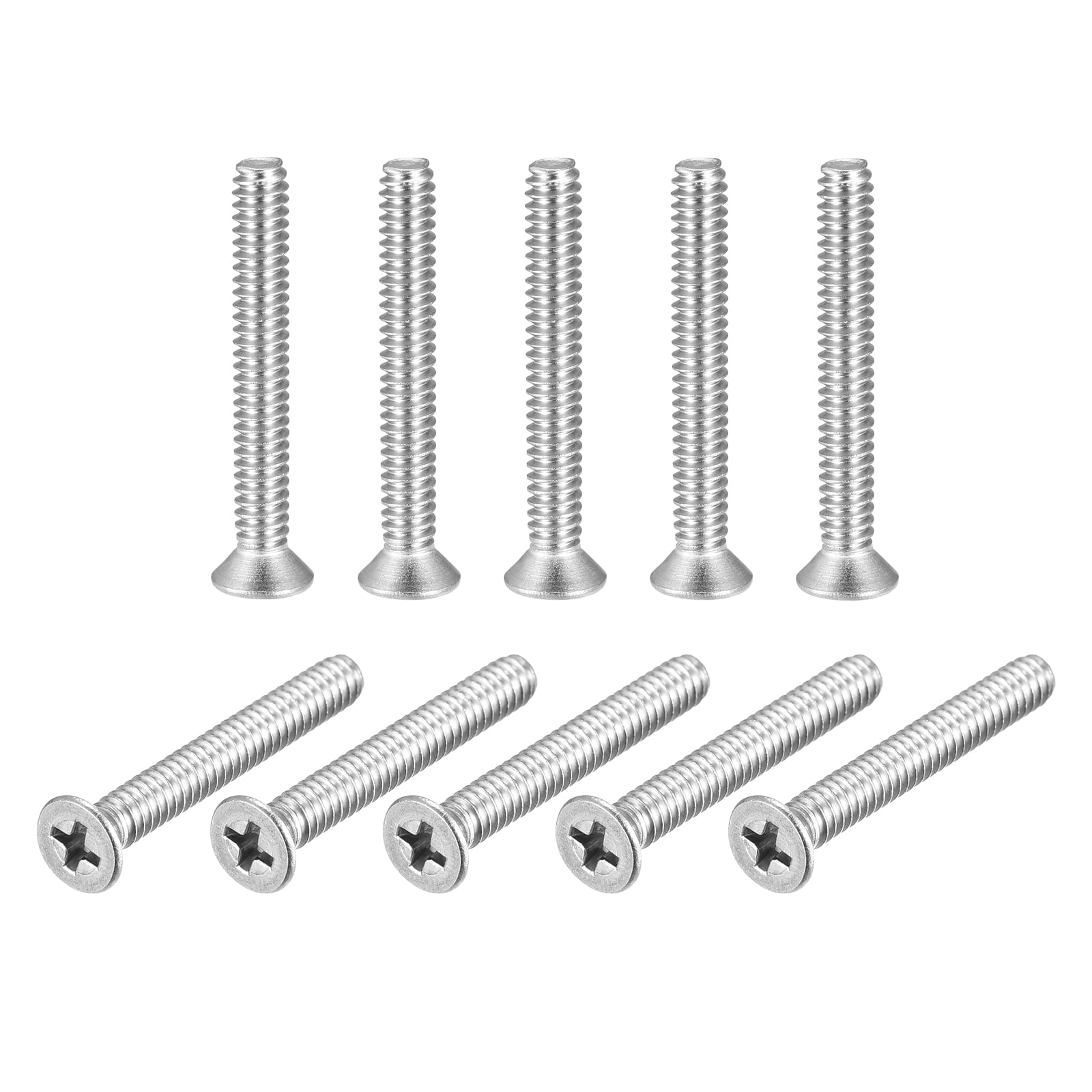 Uxcell 10#-24x1-1/2" Flat Head Machine Phillips Screws 304 Stainless ...