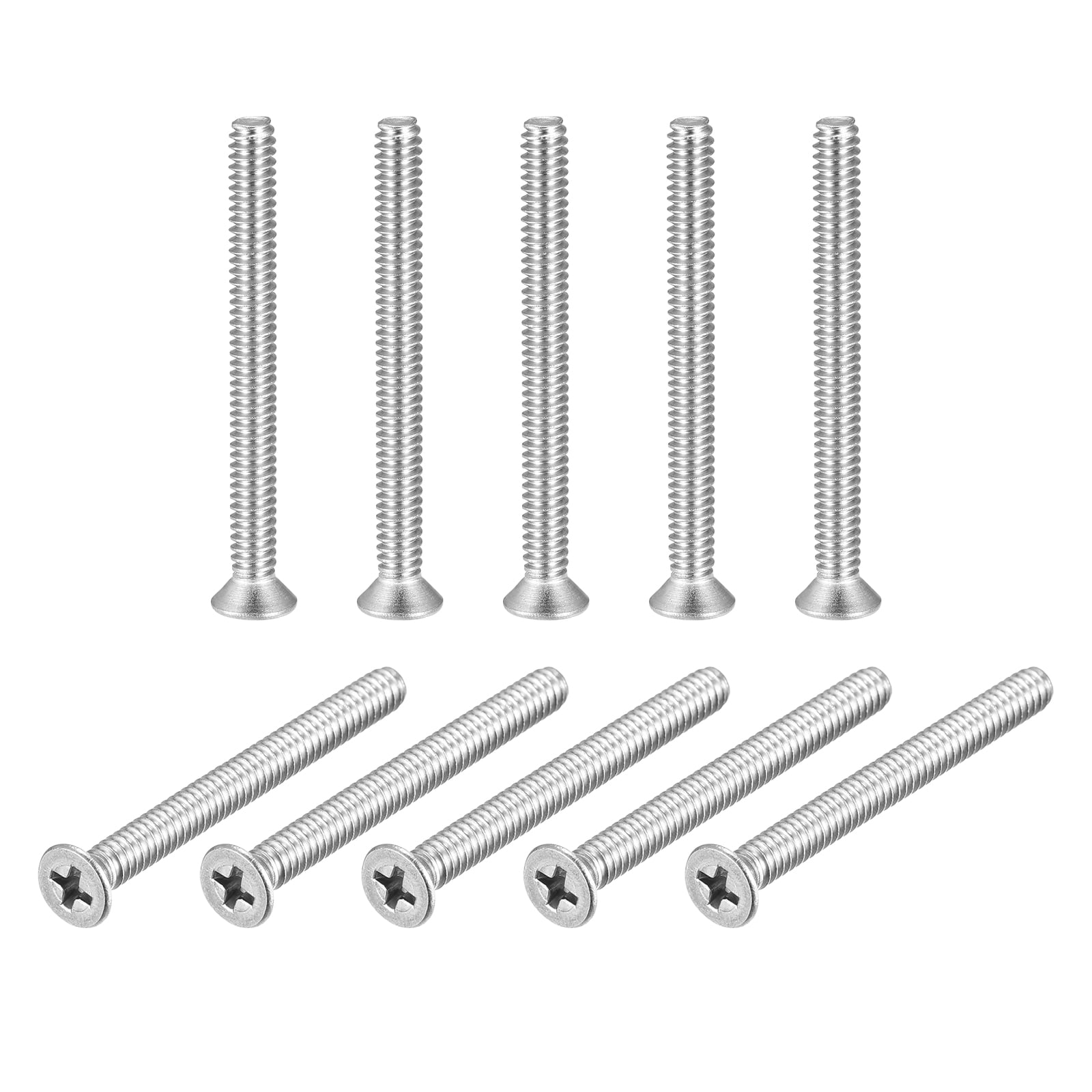 Uxcell 10#-24x2" Flat Head Machine Phillips Screws 304 Stainless Steel ...