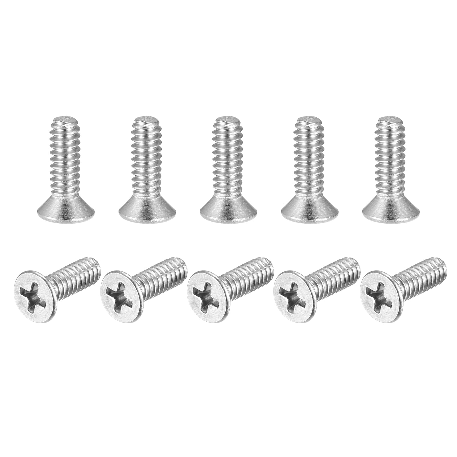 Uxcell 10#-24x5/8" Flat Head Machine Phillips Screws 304 Stainless Steel Polishing 100 Pack ...