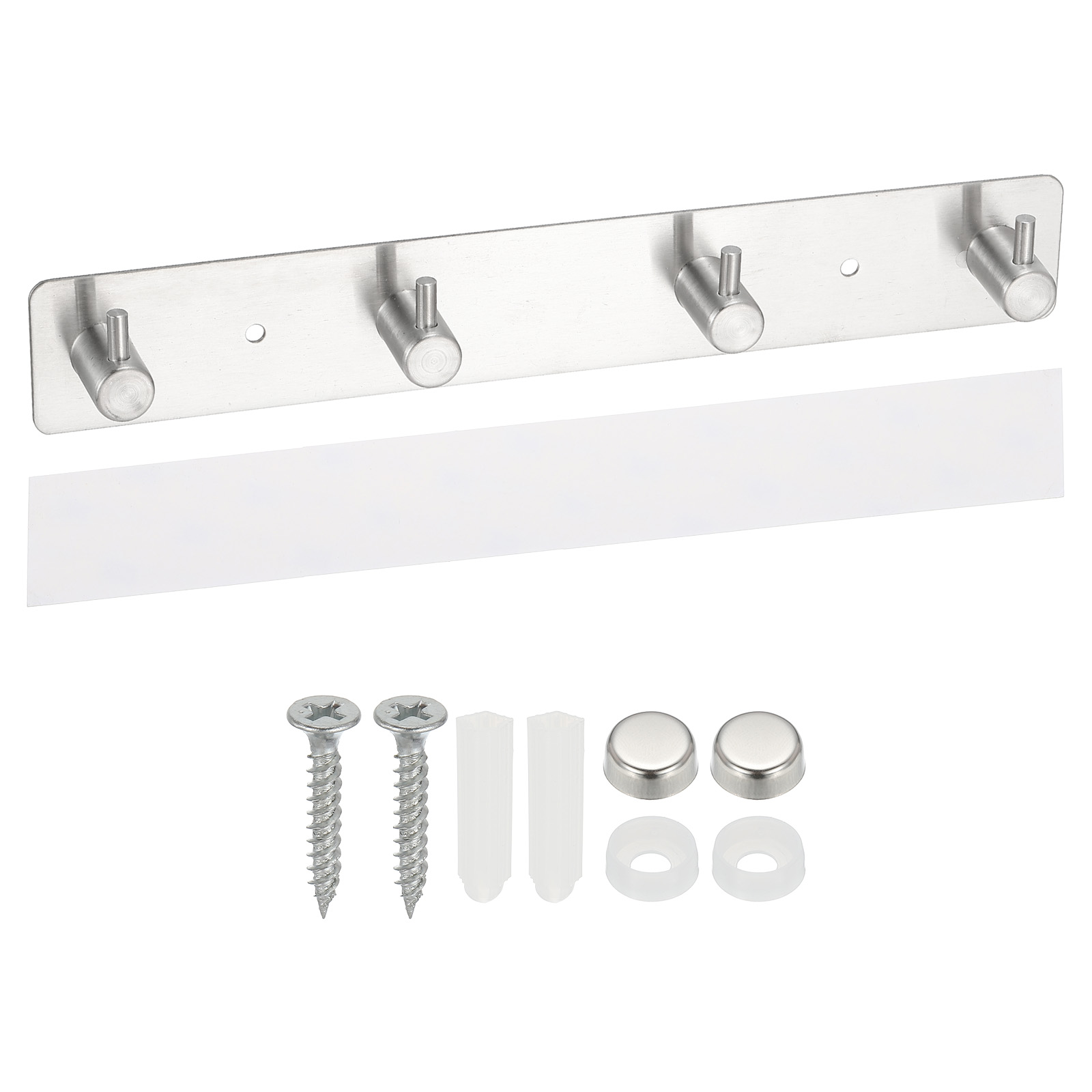 Uxcell 10" 304 Stainless Steel Coat Rack Wall Mount with 4 Hanging ...
