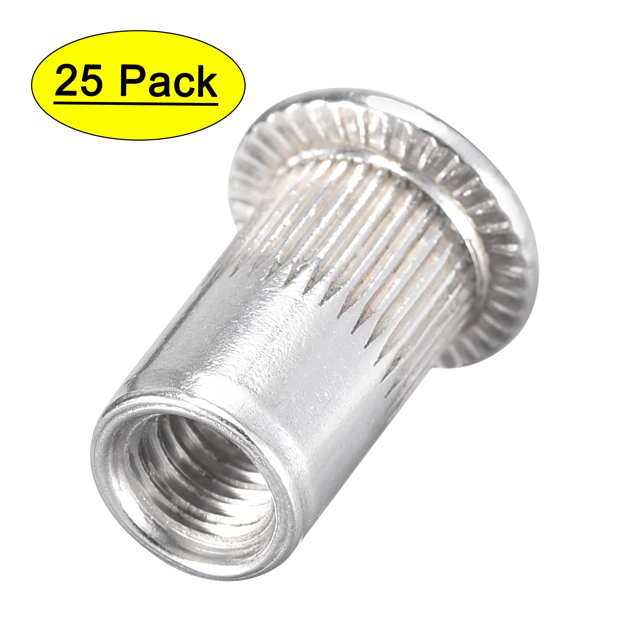 Uxcell Aluminium Alloy Knurled Flat Head Threaded Insert Nut #10-32 25 ...