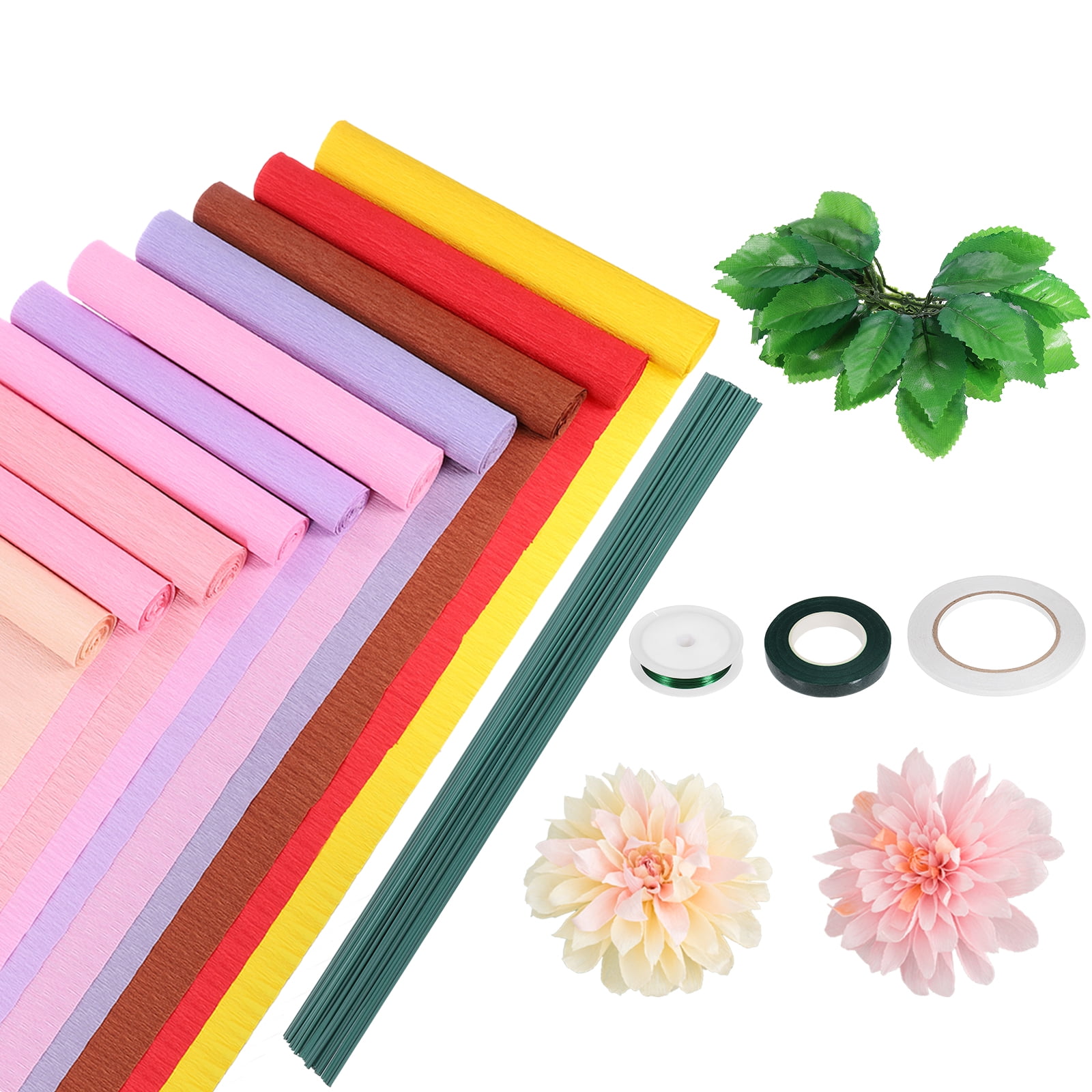 Uxcell 10 Colors Crepe Paper for Flower Making 8.2ft x 10 in for ...