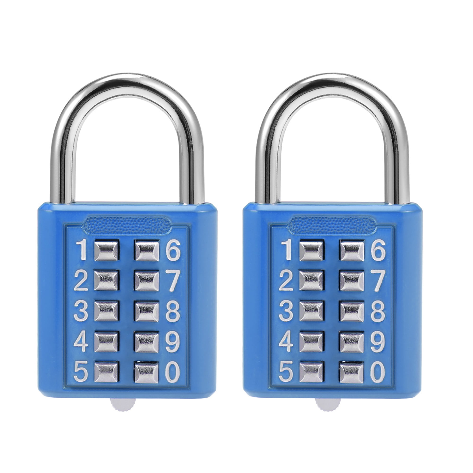 Uxcell 10-Digit Combination Padlock Push Button Locker Locks Blue 2Pcs ...