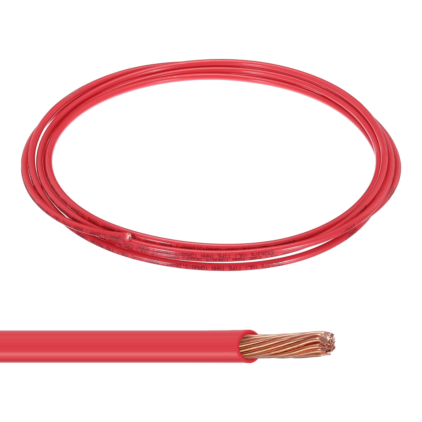 Uxcell 10 Feet 10 AWG Gauge THHN Stranded Red Copper Building Wire ...