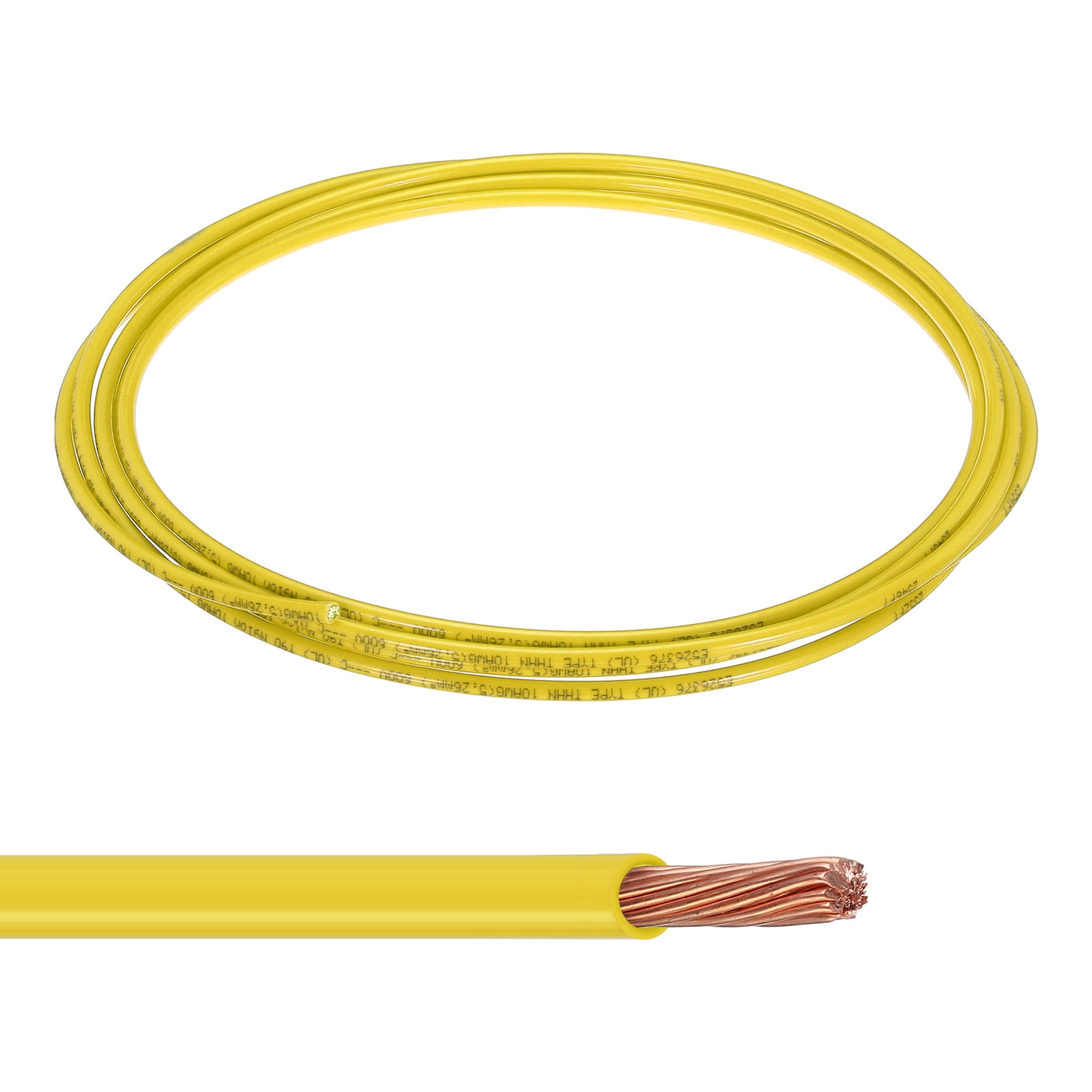 Uxcell 10 Feet 10 AWG Gauge THHN Stranded Yellow Copper Building Wire ...