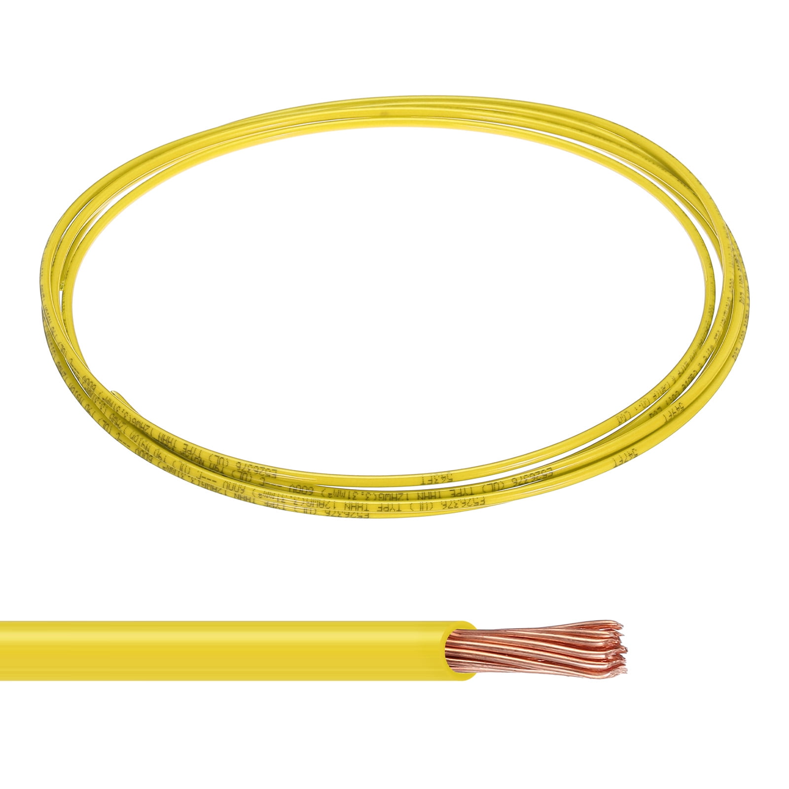 Uxcell 10 Feet 12 AWG Gauge THHN Stranded Yellow Copper Building Wire ...