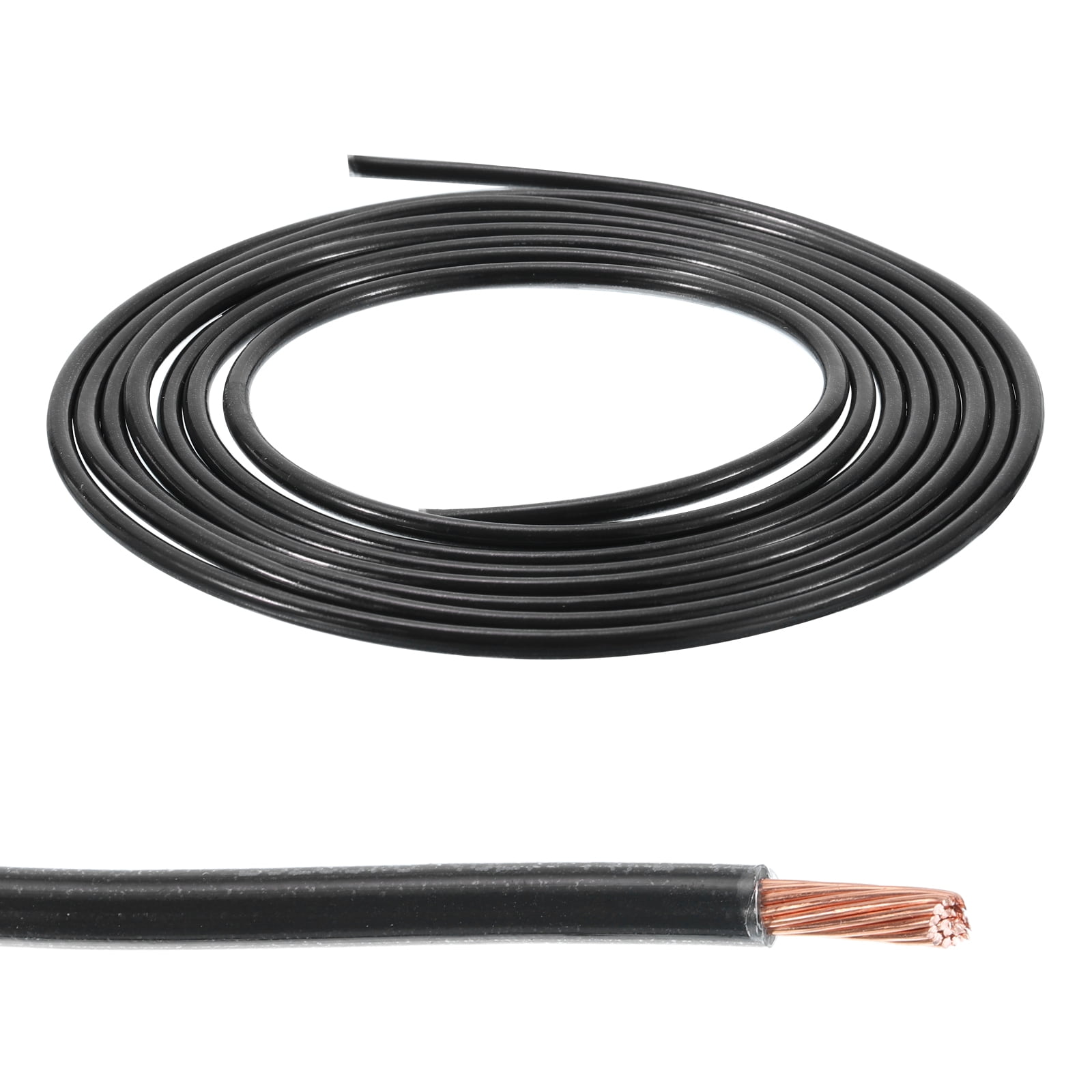 Uxcell 10 Feet 14 AWG Gauge THHN Stranded Black Copper Building Wire ...