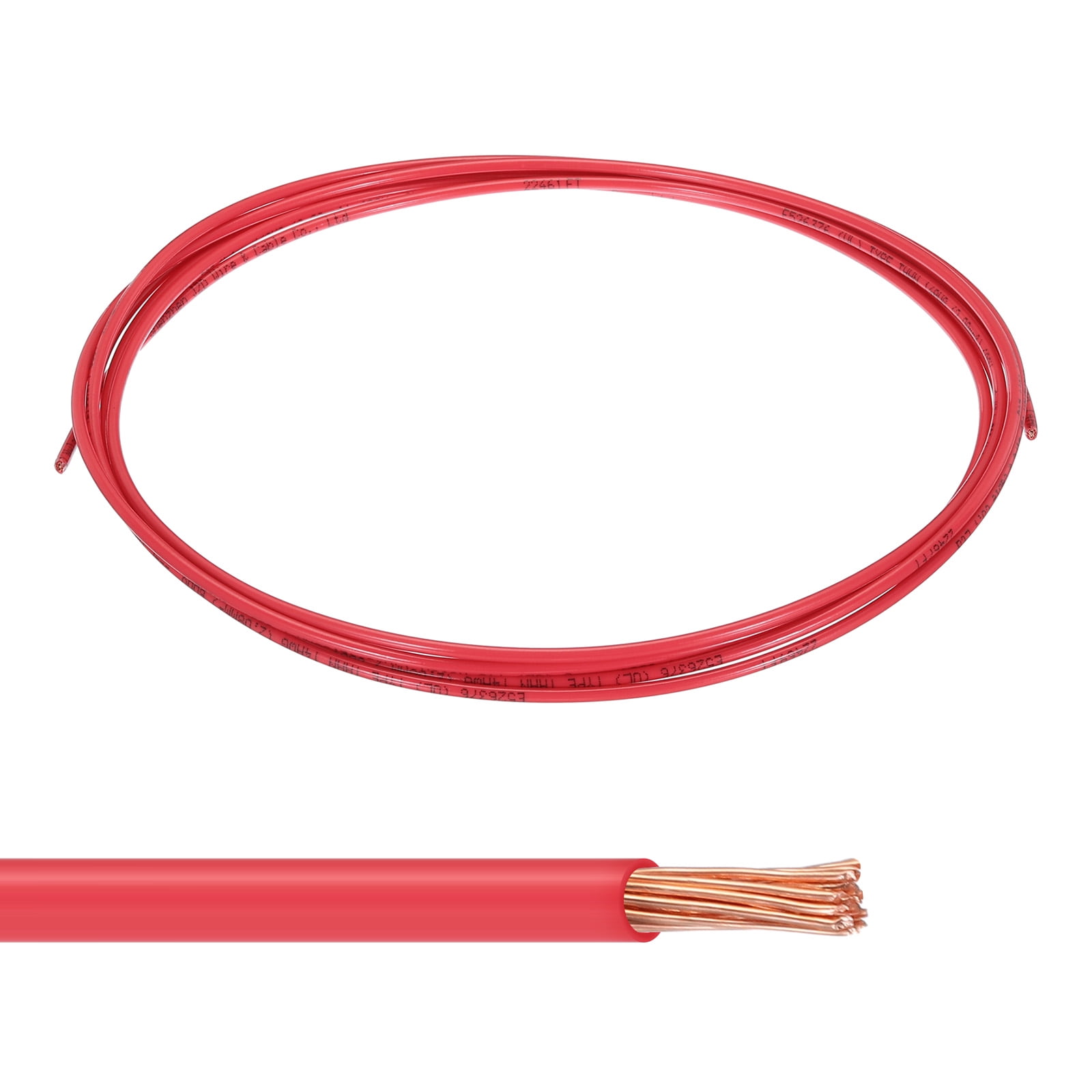 Uxcell 10 Feet 14 AWG Gauge THHN Stranded Red Copper Building Wire ...