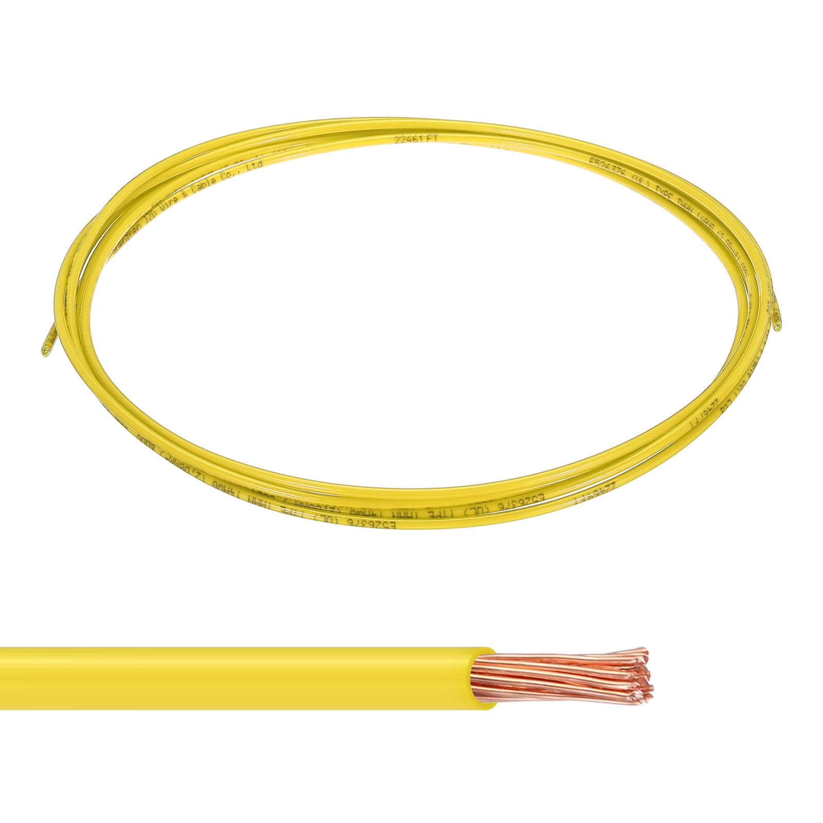 Uxcell 10 Feet 14 AWG Gauge THHN Stranded Yellow Copper Building Wire ...