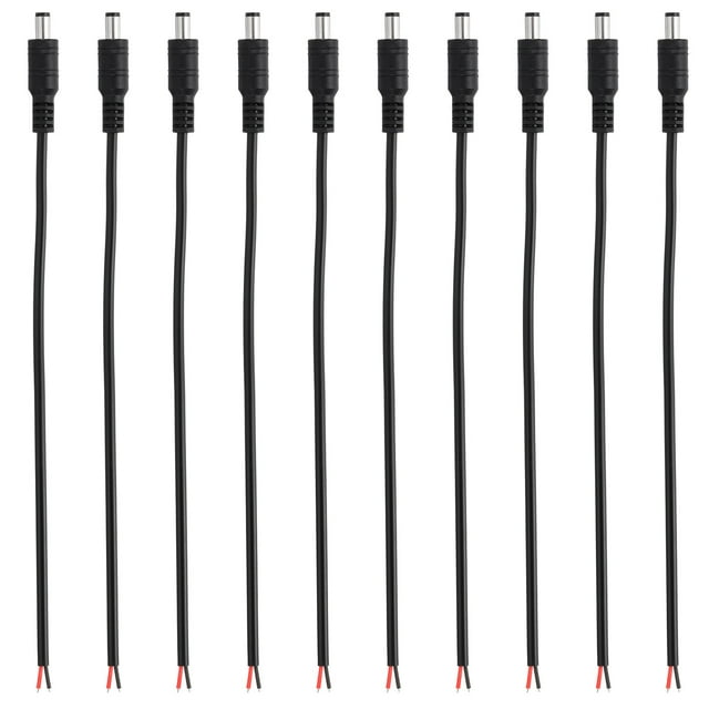 Uxcell 10 Inch DC Power Cable, 20 Pcs 5.5mm x 2.1mm Barrel Plug Socket ...