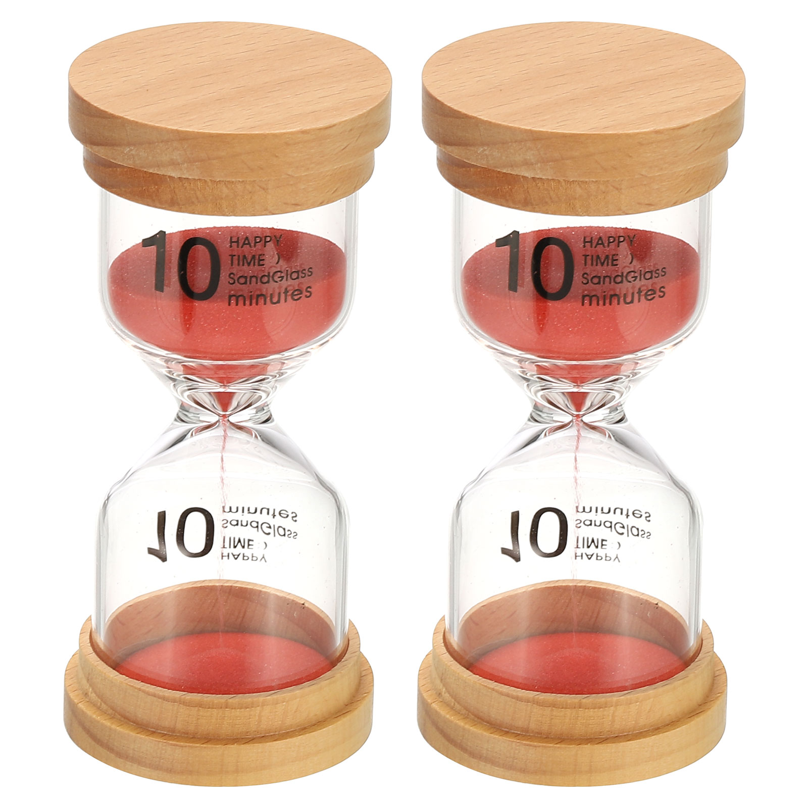 Uxcell 10 Minute Sand Timer, 2 Pcs Wooden Sand Watch Glass Sand Clock for Games, Classroom ...