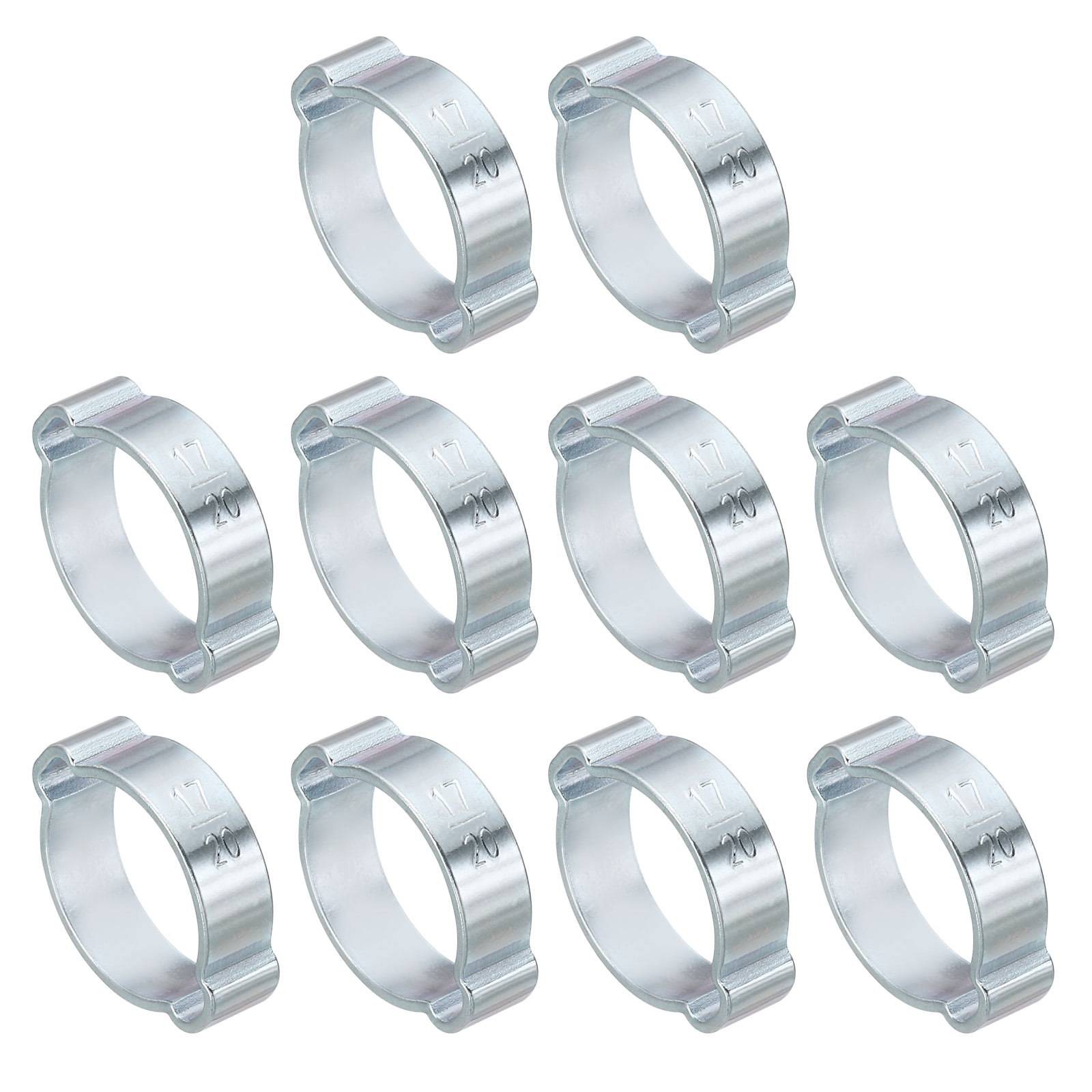 Uxcell 10 Pack 17-20mm Double Ear Hose Clamp, Galvanized Steel Crimp ...