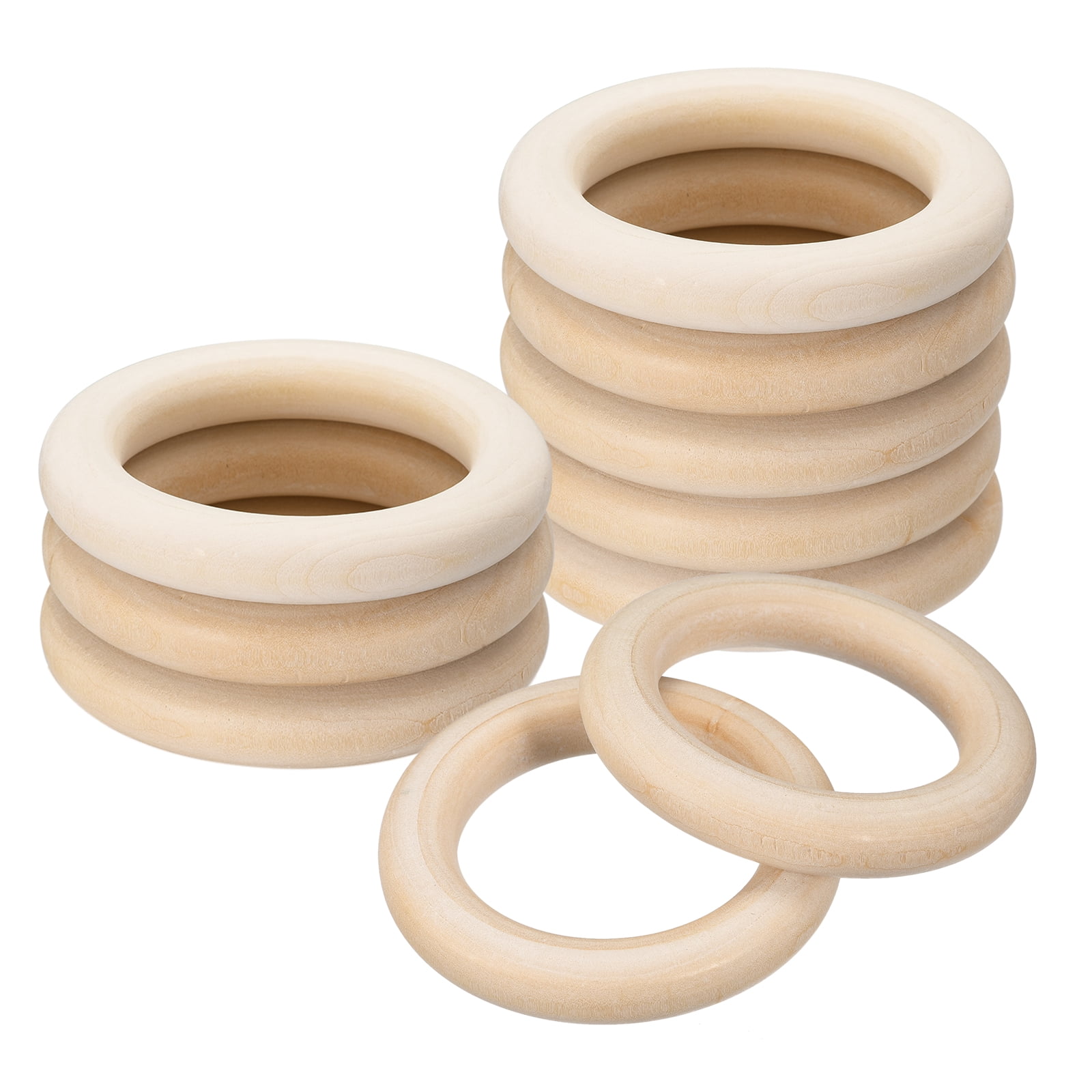 Uxcell 10 Pack 3.54" Natural Wood Rings, 15mm Thick Smooth Unfinished ...