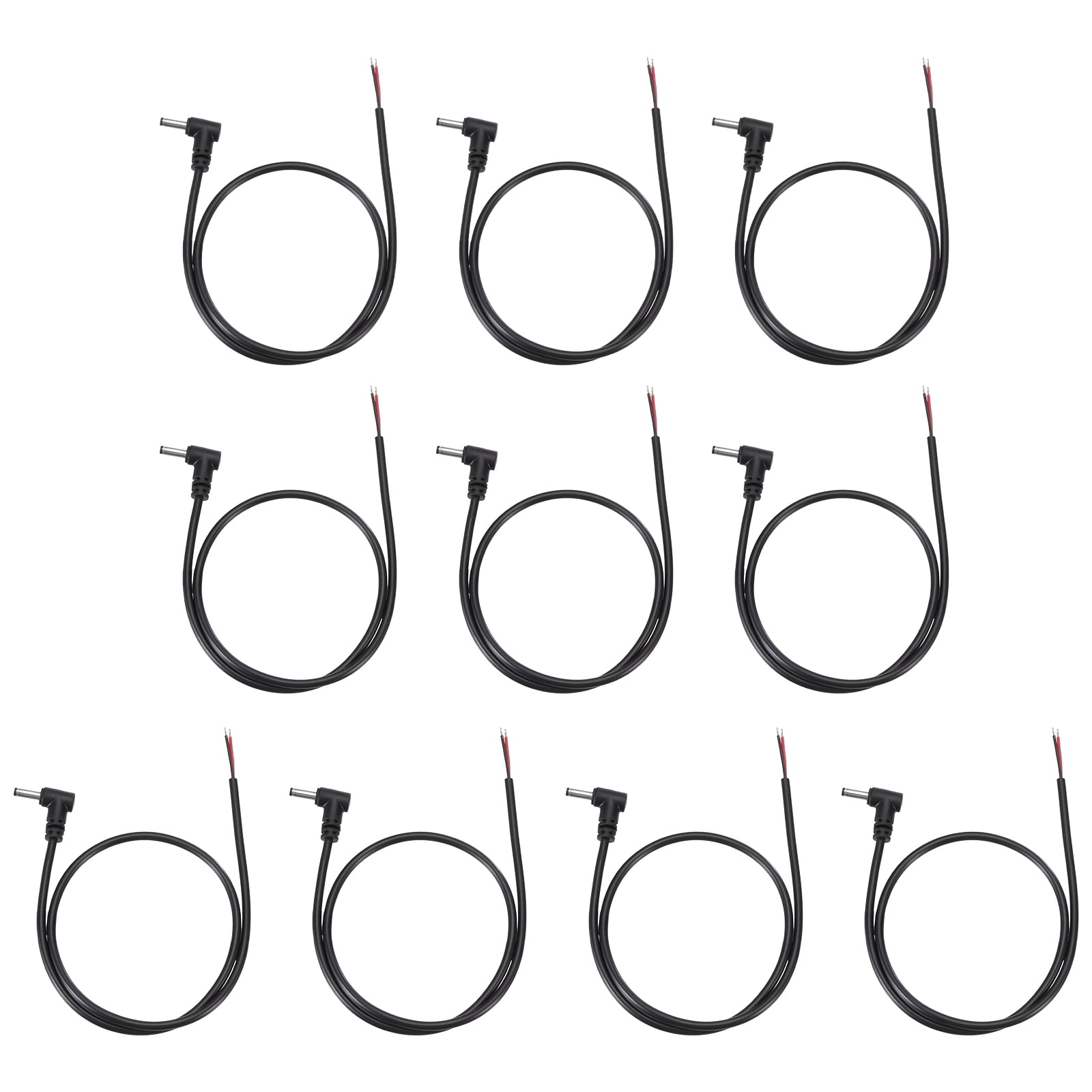 Uxcell 10 Pack 3.5mm x 1.35mm DC Power Pigtails Cable, 90 Degree Right ...