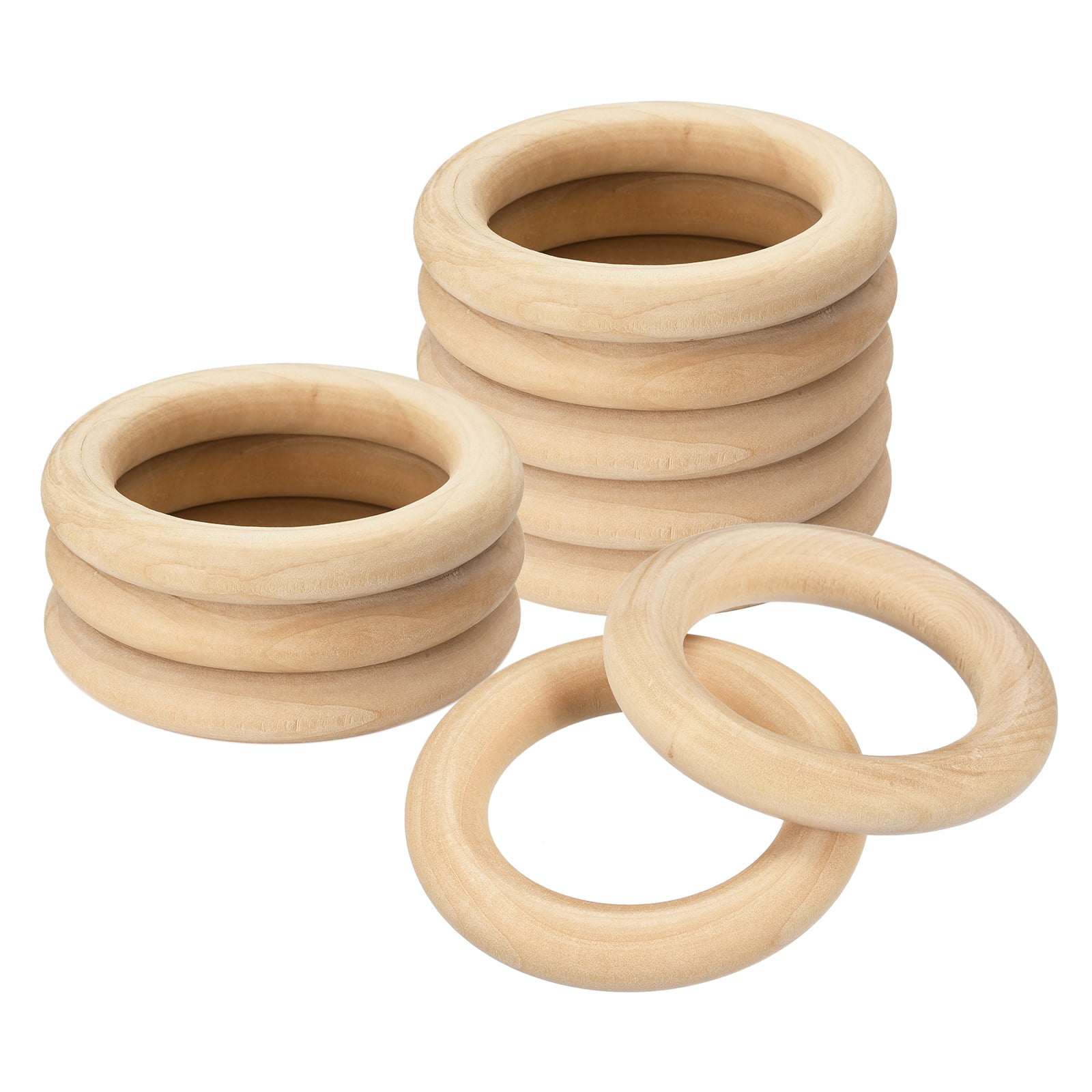 Uxcell Round Craft Circle Supplies, 10 Pack 4" Natural Wood Rings, 15mm ...