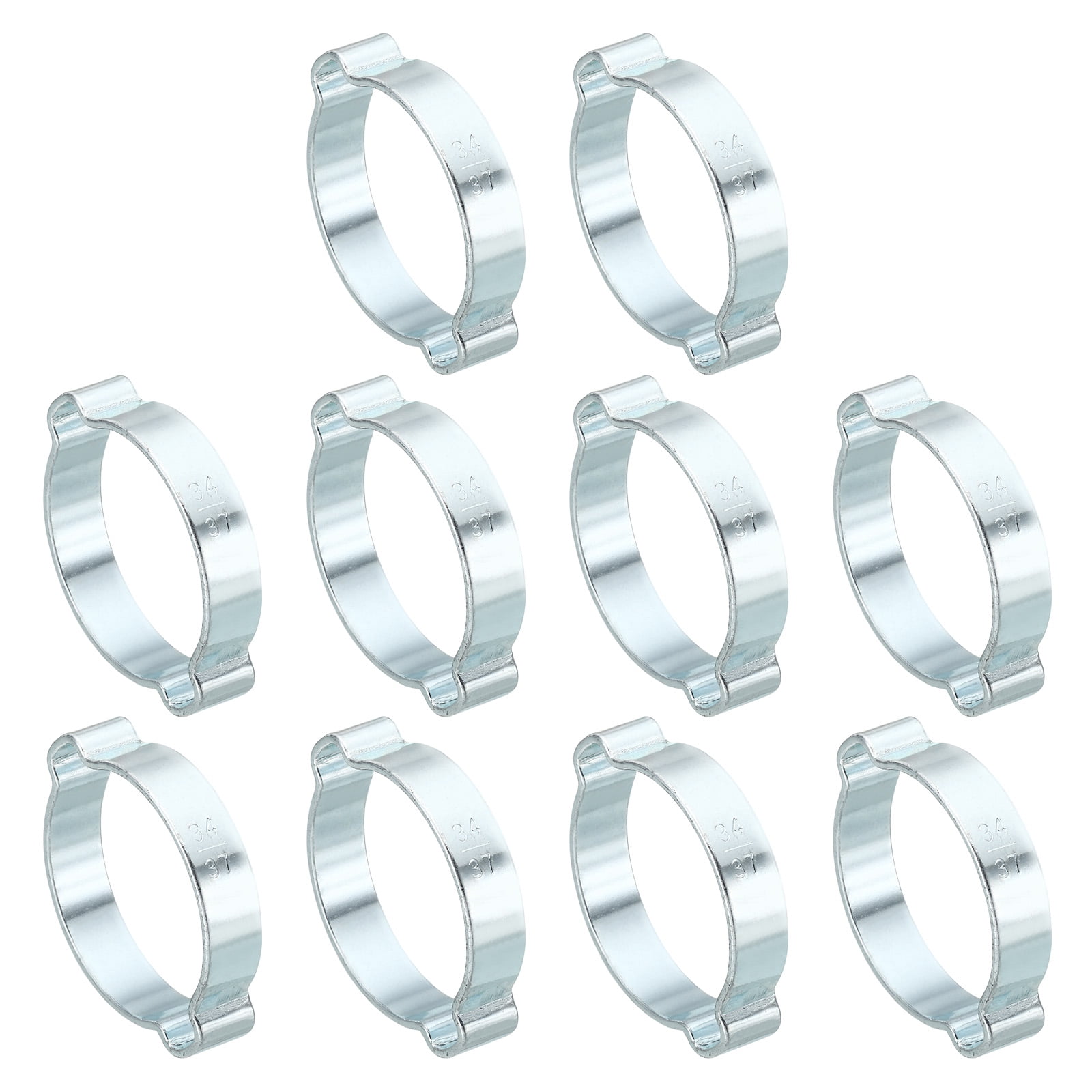 Uxcell 10 Pack 34-37mm Double Ear Hose Clamp, Galvanized Steel Crimp ...
