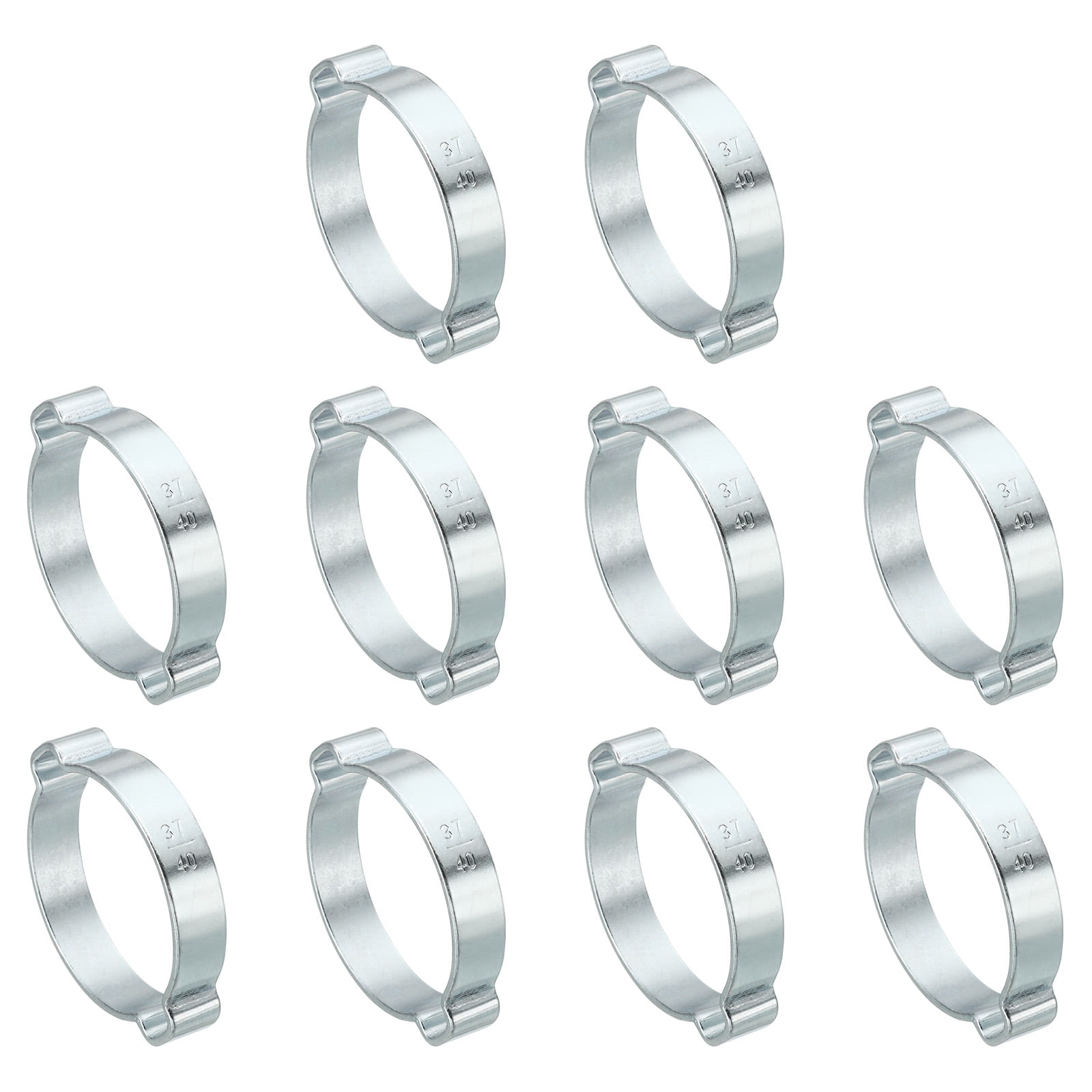 Uxcell 10 Pack 37-40mm Double Ear Hose Clamp, Galvanized Steel Crimp ...