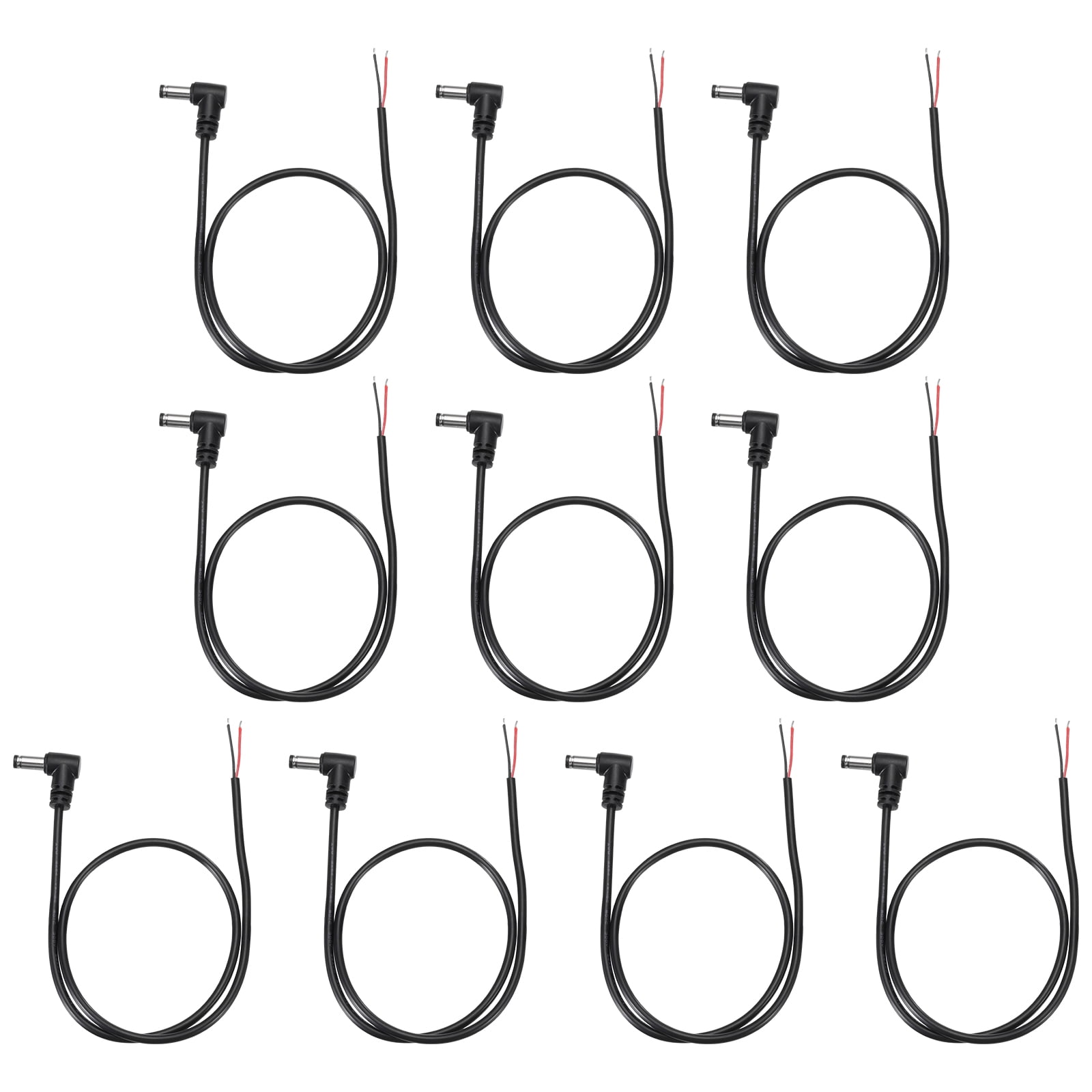 Uxcell 10 Pack 5.5mm x 2.5mm DC Power Pigtails Cable, 90 Degree Right ...