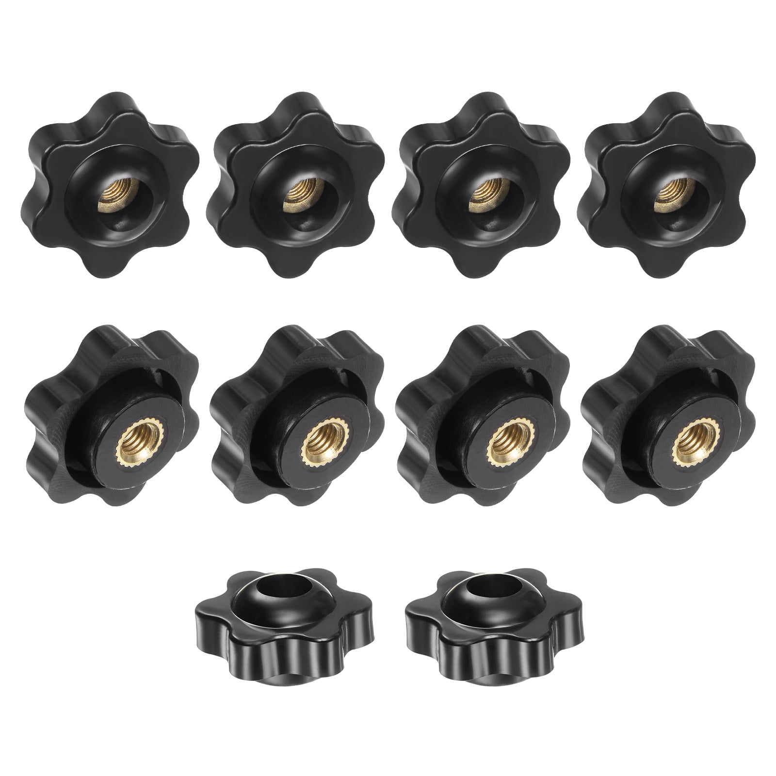 Uxcell 10-Pack 6 Star Knobs, M5 Female Thread 25mm Hexagon Head Through ...