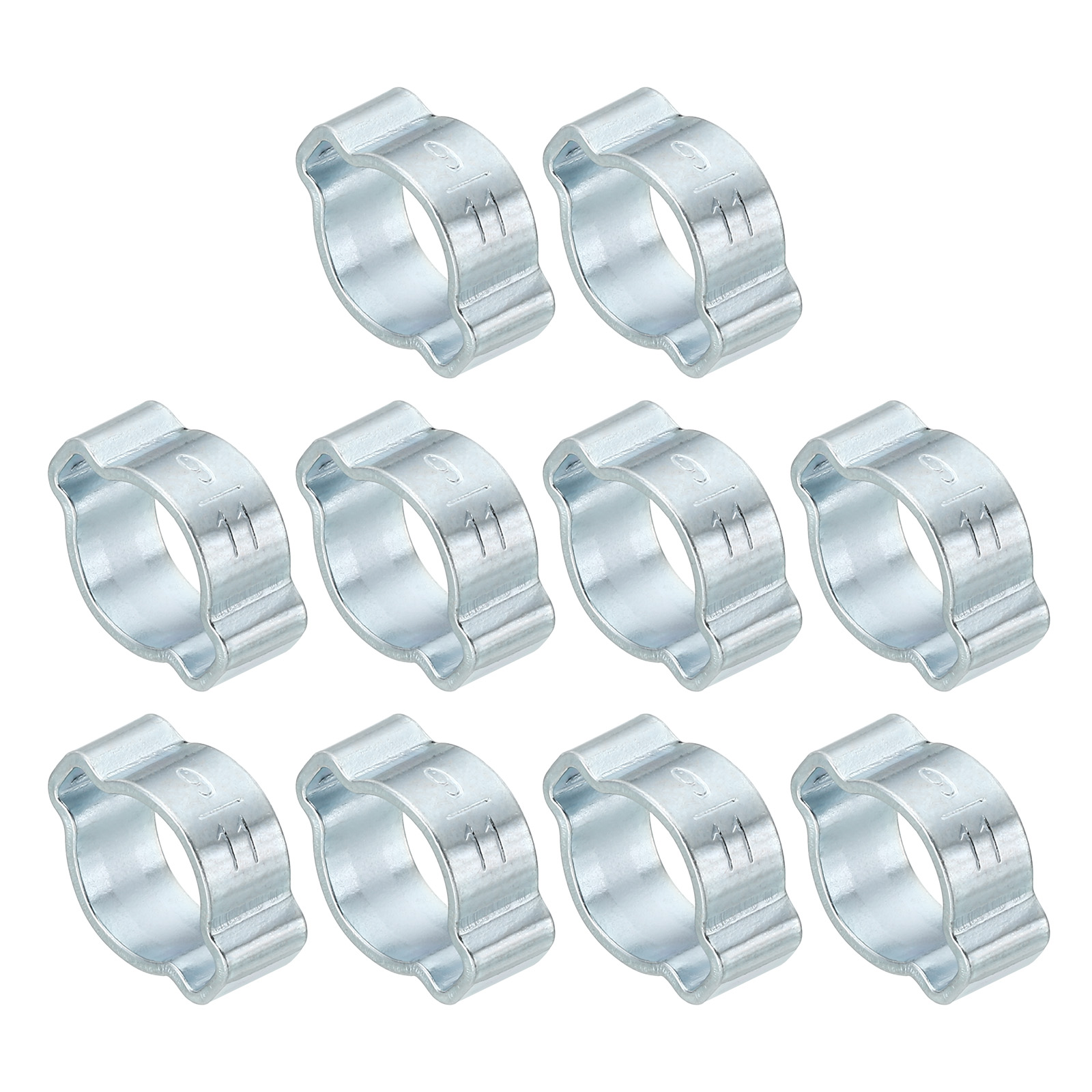 Uxcell 10 Pack 9-11mm Double Ear Hose Clamp, Galvanized Steel Crimp ...