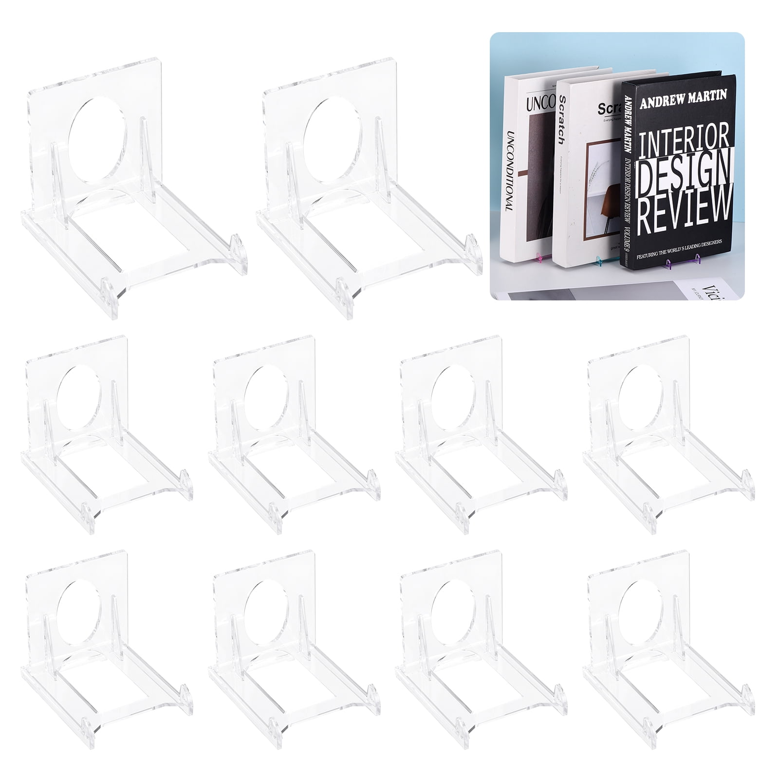 Uxcell 10 Pack Adjustable Easel Stands, 2" Clear Plastic Plate Holders ...