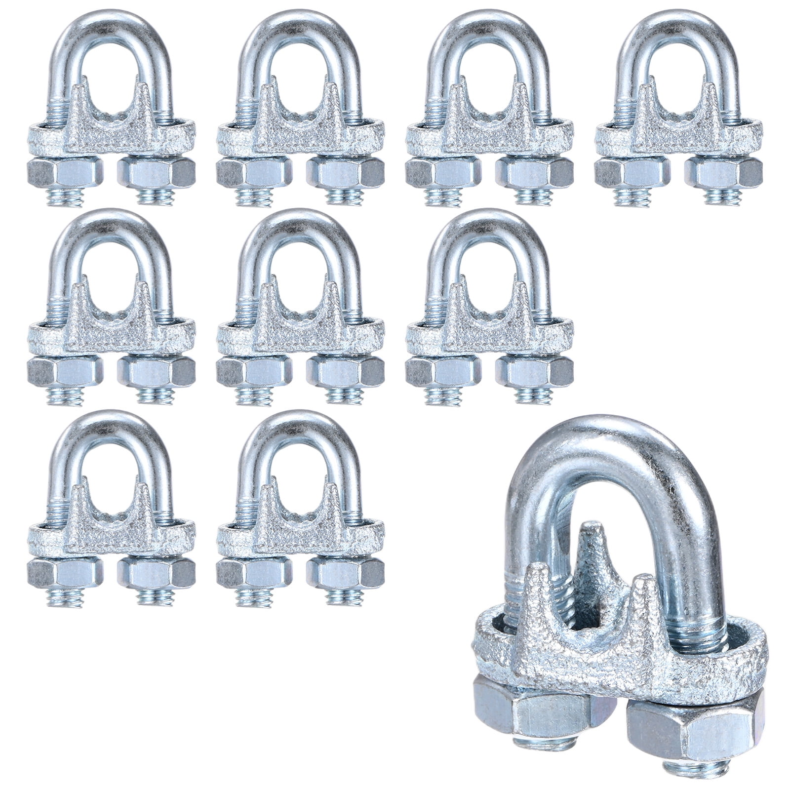 Uxcell 10-Pack Cable Clamps, M10 Carbon Steel Wire Rope Clip Thimble U ...