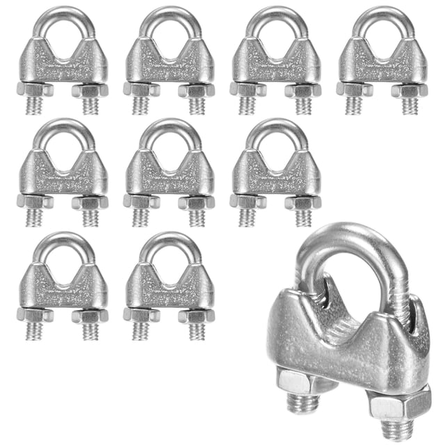 Uxcell 10-Pack Cable Clamps, M4 Stainless Steel Wire Rope Clip Thimble ...
