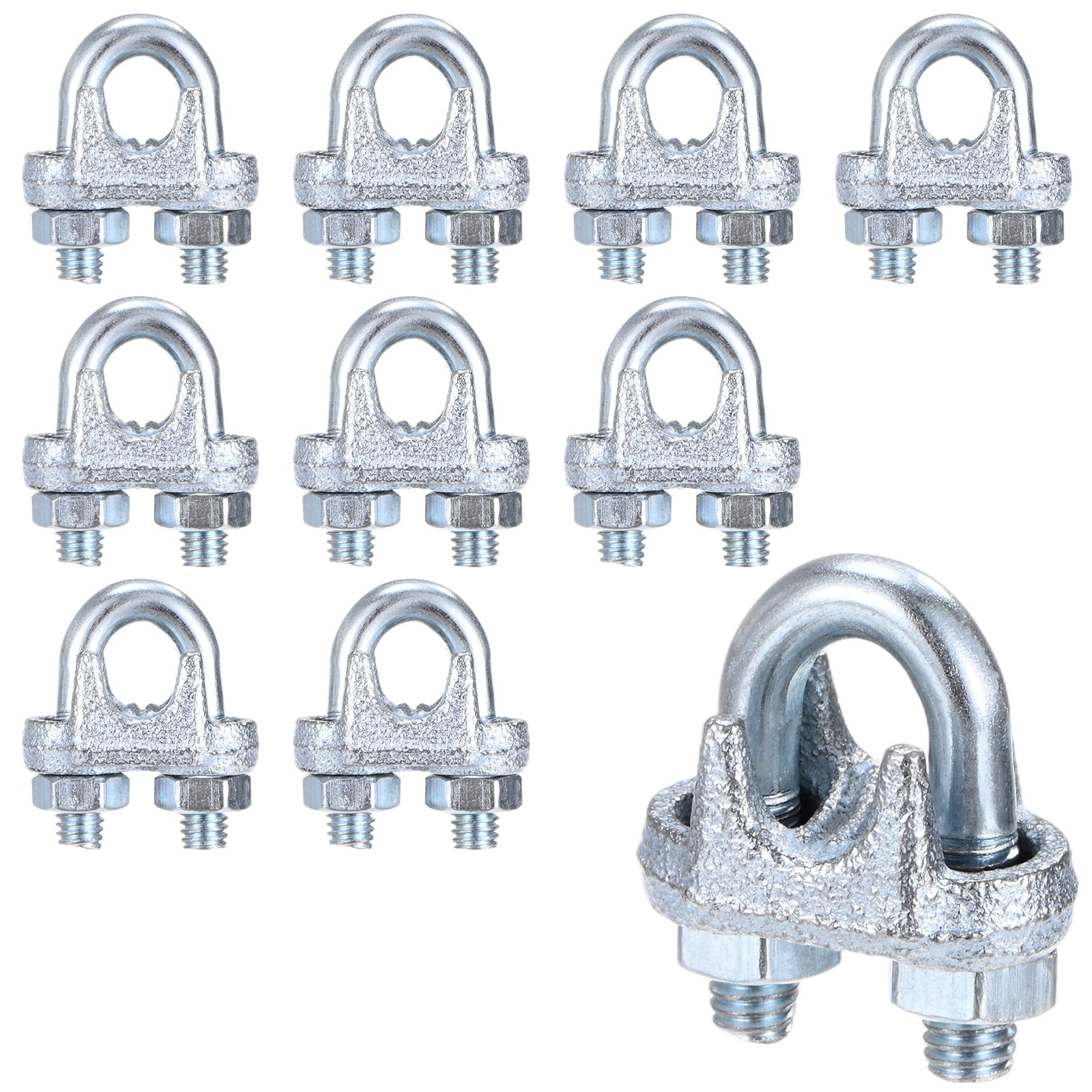 Uxcell 10-Pack Cable Clamps, M6 Carbon Steel Wire Rope Clip Thimble U ...