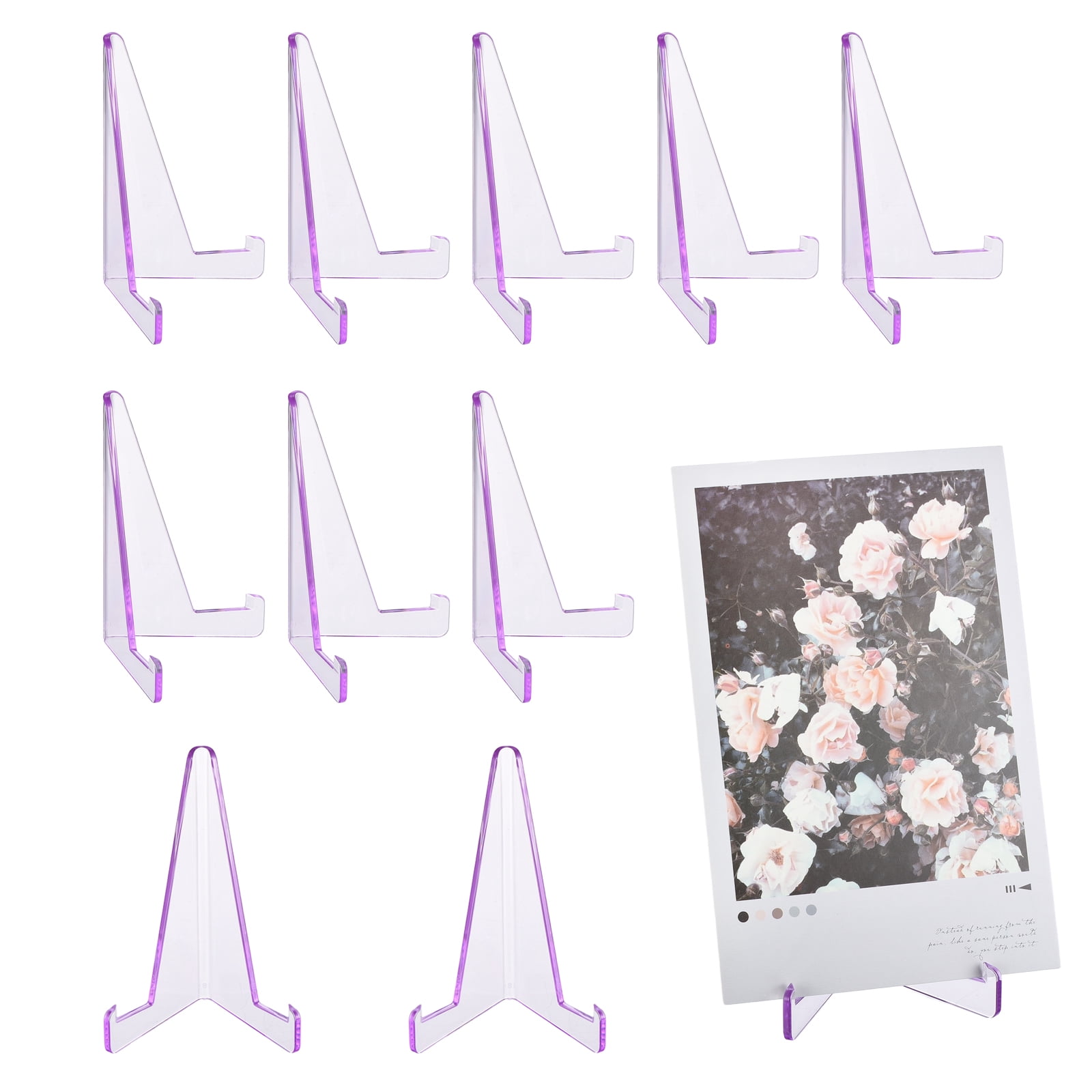 Uxcell 10 Pack Card Display Stand, 3.4" Clear Plastic Easel Stands Mini ...