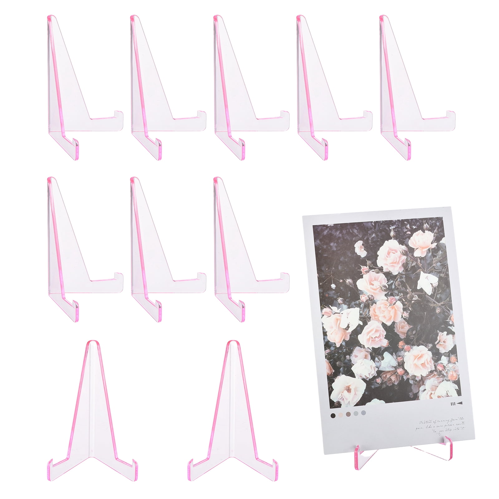 Uxcell 10 Pack Card Display Stand, 3.4" Clear Plastic Easel Stands Mini ...