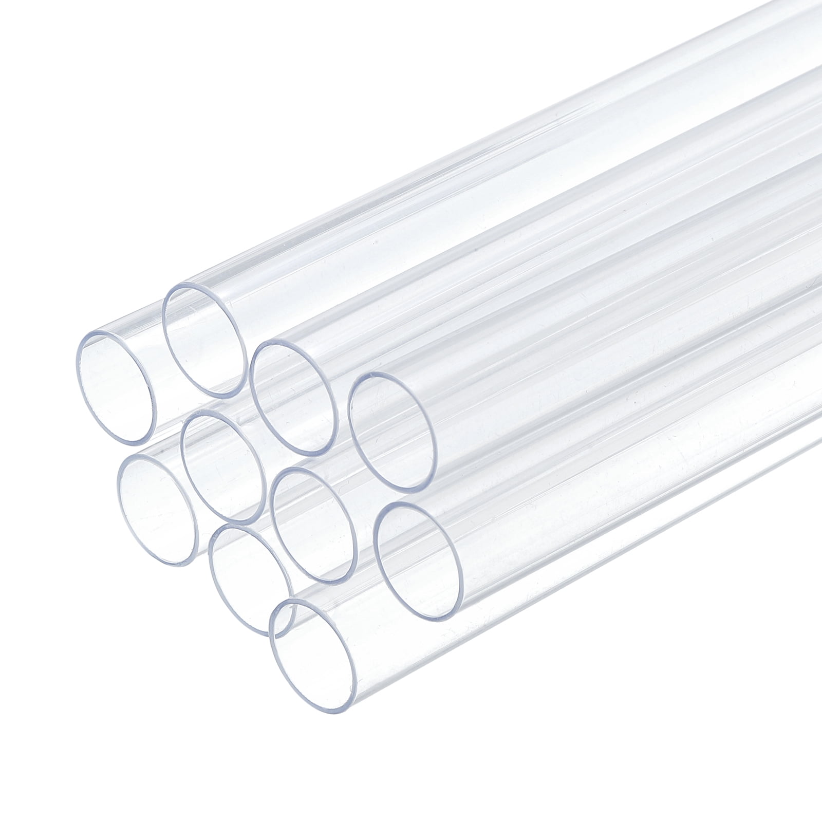 Uxcell 10 Pack Clear Plastic Rigid Tubing 11mm ID x 12mm OD, Round ...