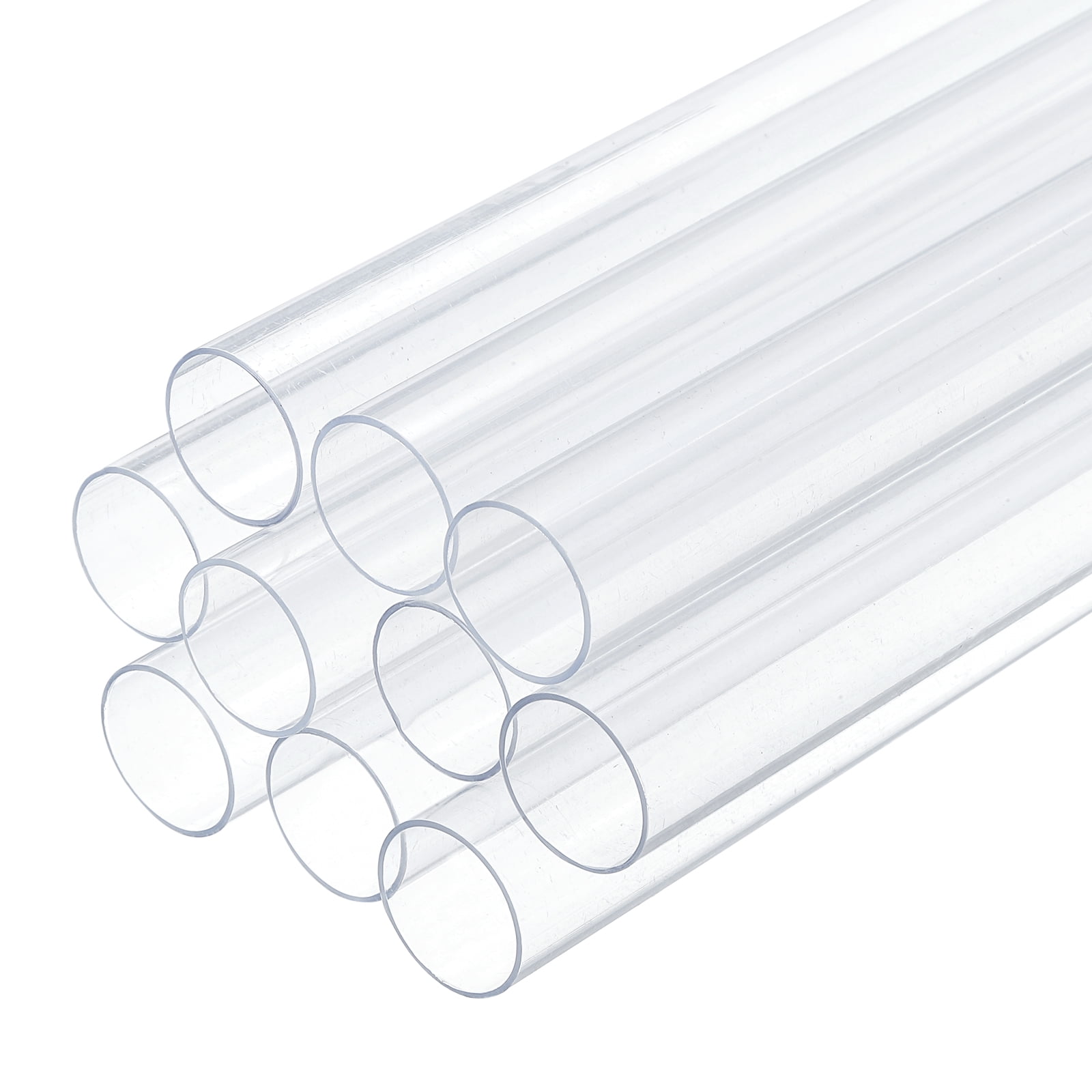 Uxcell 10 Pack Clear Plastic Rigid Tubing 15mm ID x 16mm OD, Round ...