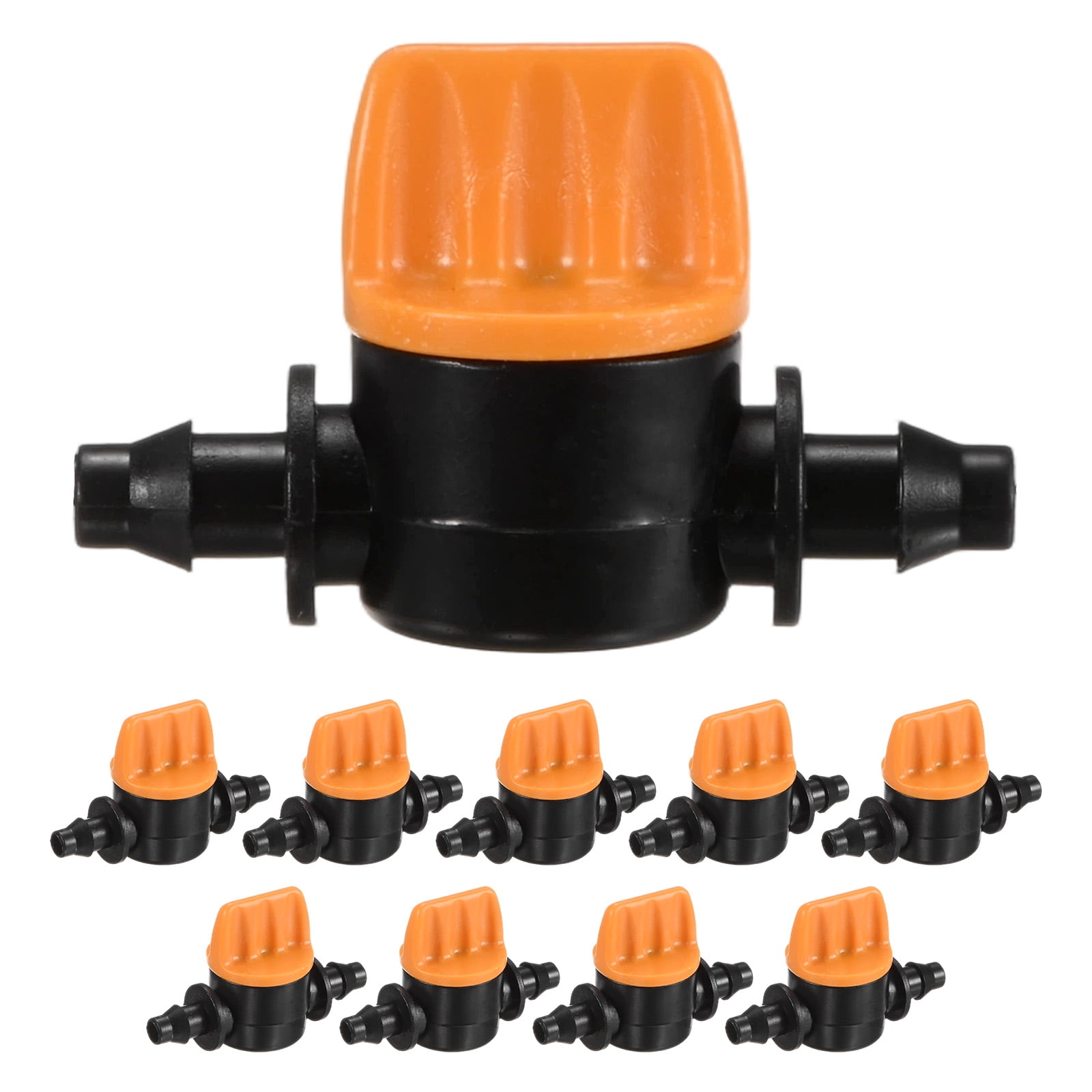 Uxcell 10-Pack Drip Irrigation Shut Off Valves, 1/4 Inch Barbed Flow ...